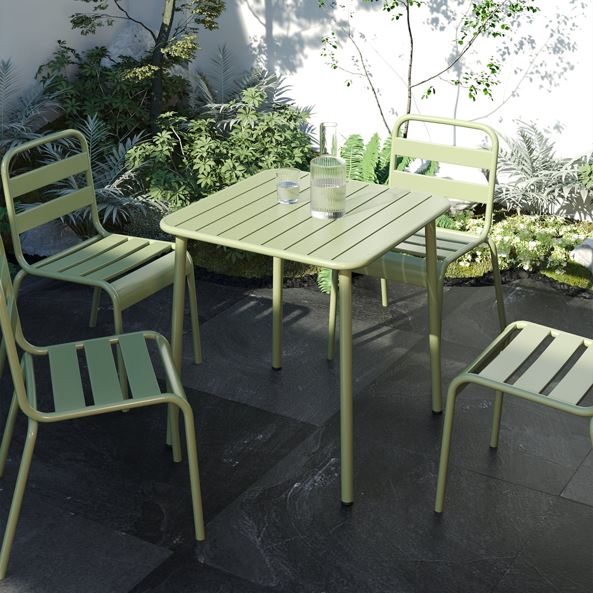 LiviNest Sera Square Outdoor Table: Metal Waterproof Patio Furniture ...
