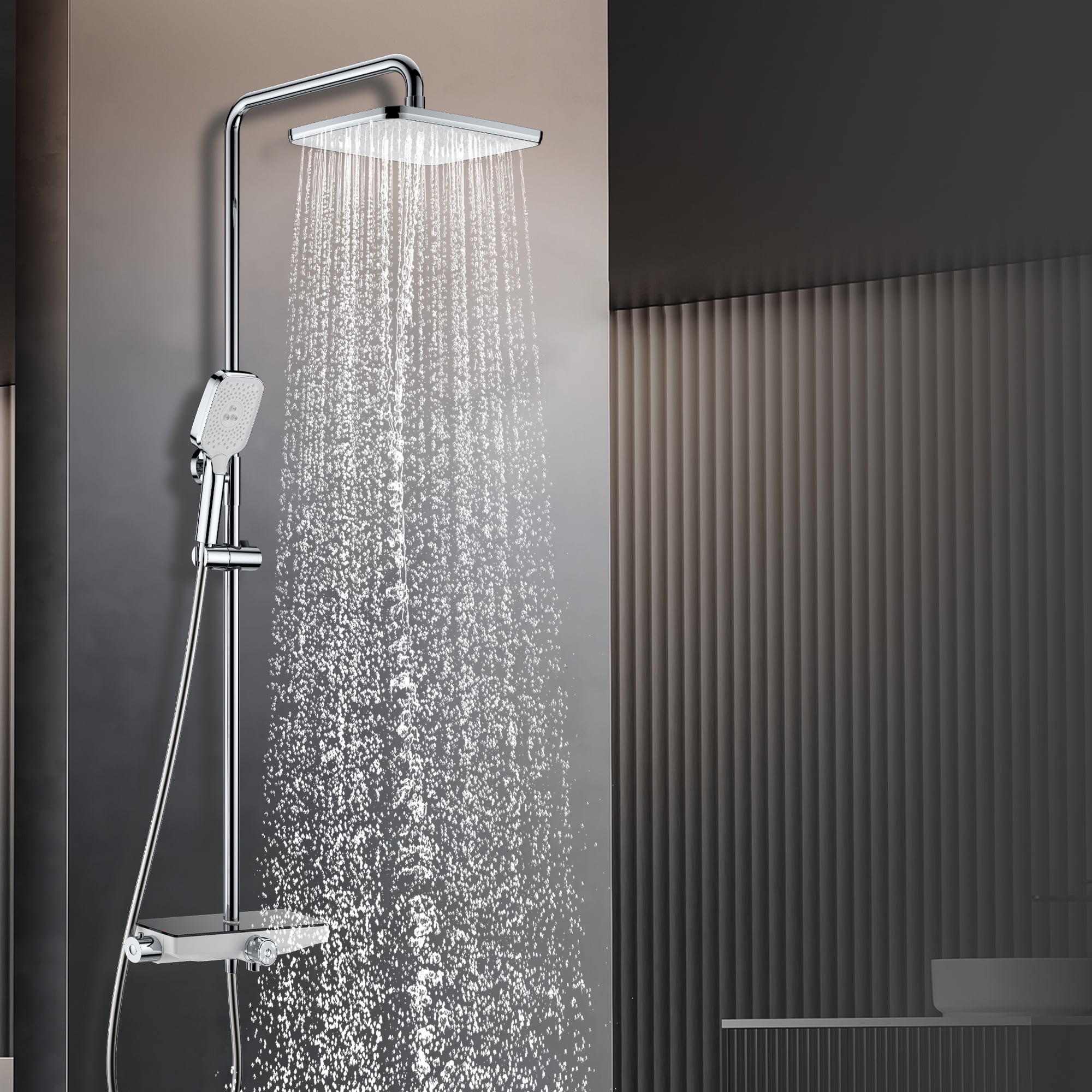 LiviNest Shower System with Rainfall Showerhead & Handheld Shower ...
