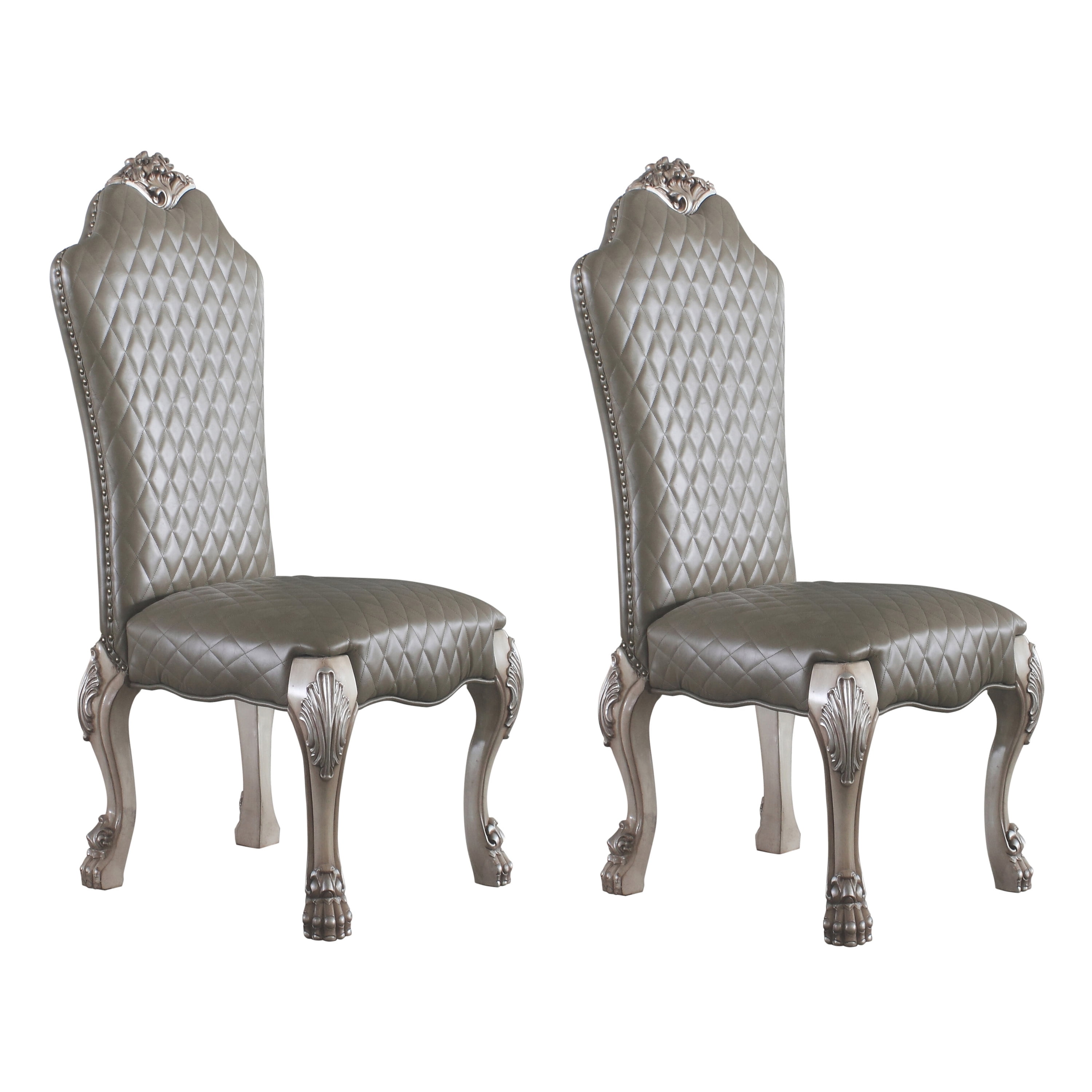 LiviNest Traditional Dining Chairs Set of 2: Gray Upholstered Side ...