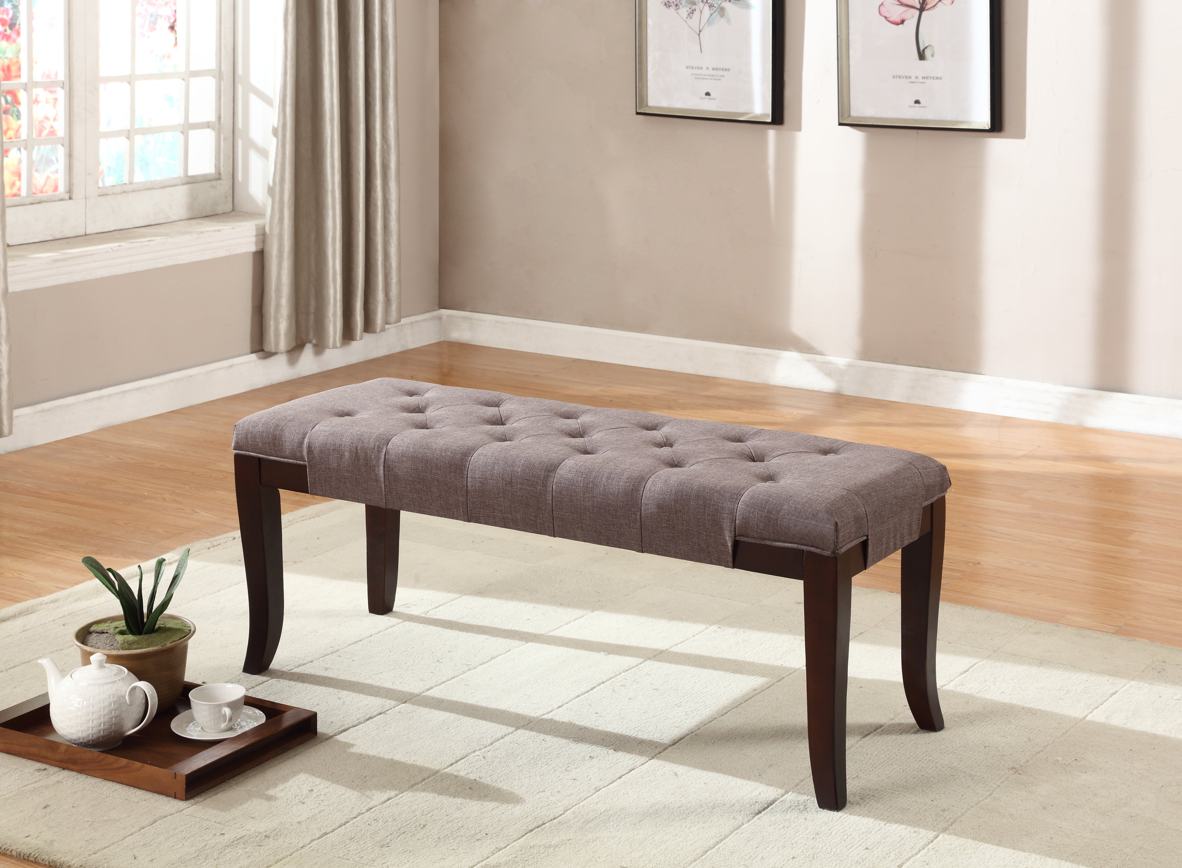 LiviNest Slim Tufted Bench for Small Spaces: 16-Inch Depth Space-Saving ...