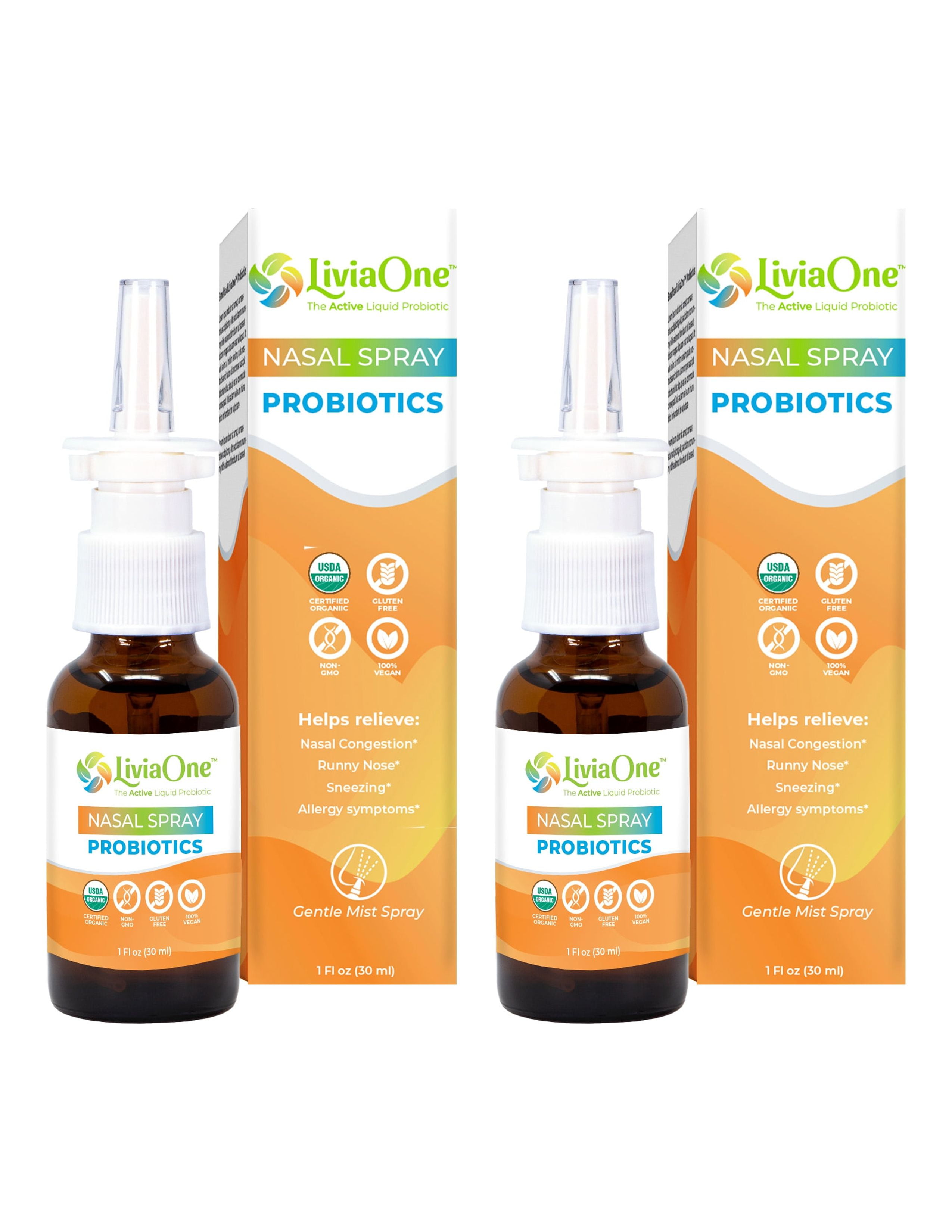 LiviaOne Probiotics Nasal Spray - USDA Organic, All Natural, Sinusitis ...
