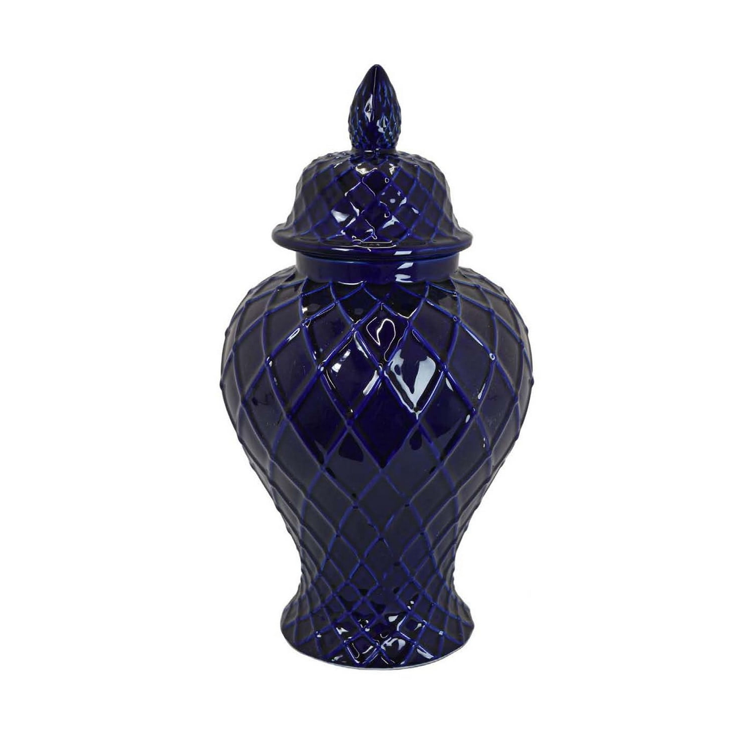Livie 20 Inch Temple Ginger Jar - Geometric Design - Dome Lid - Ceramic ...
