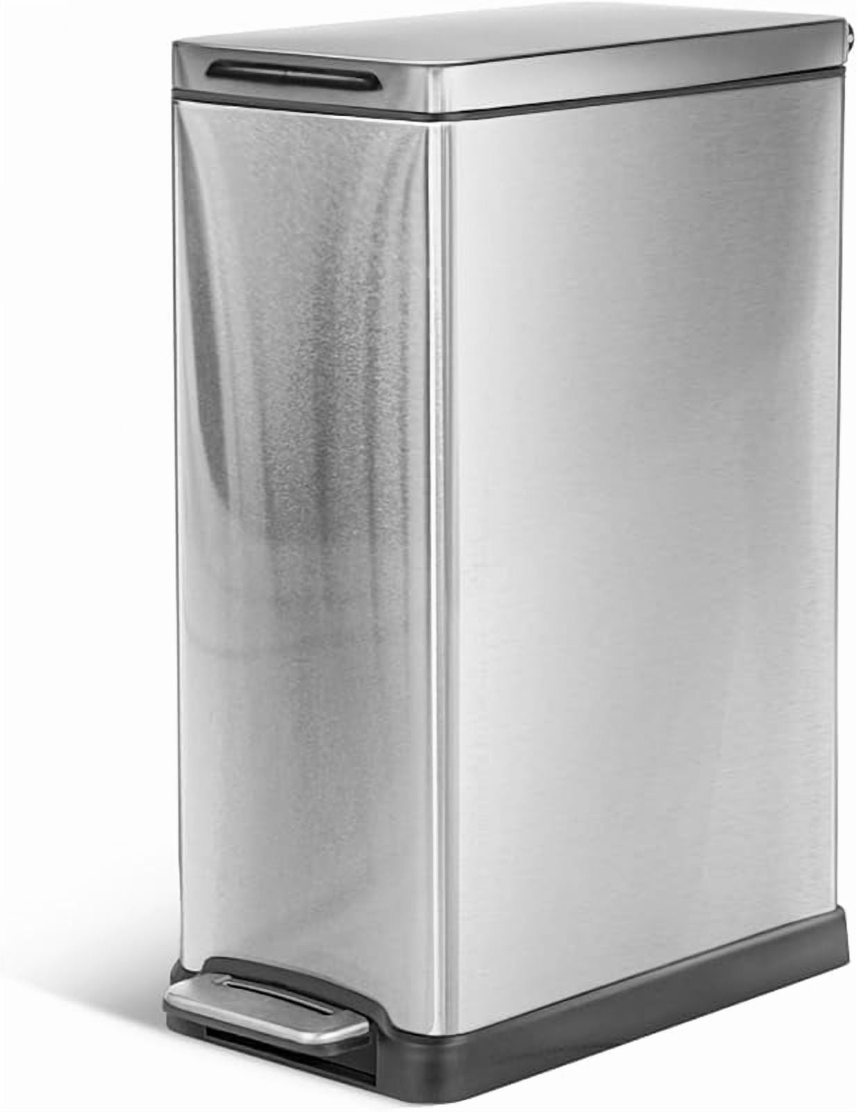 Living 12 Gallon Slim Kitchen Trash Can with Soft Close Lid, Step Pedal ...