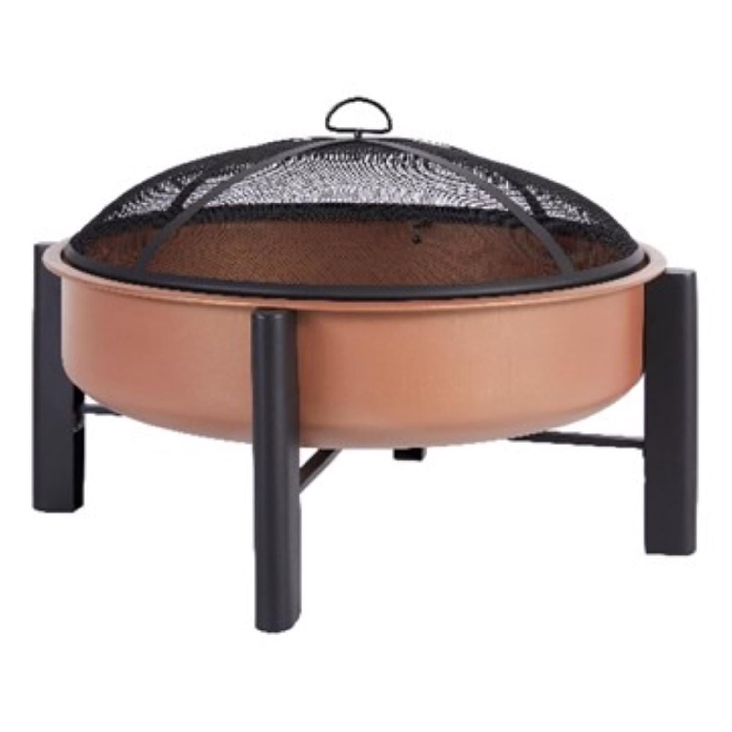 Living Accents Steel Modern Round Wood Fire Pit Black 30" - Walmart.com
