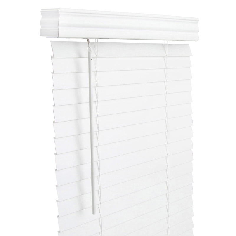 Living Accents Mini Blinds, Faux Wood, White, 35 x 60 Inches, Cordless ...