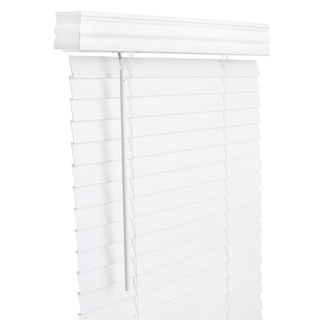 Living Accents FAX3560WH Horizontal Mini-Blinds, Faux Wood, White, 6.75 ...