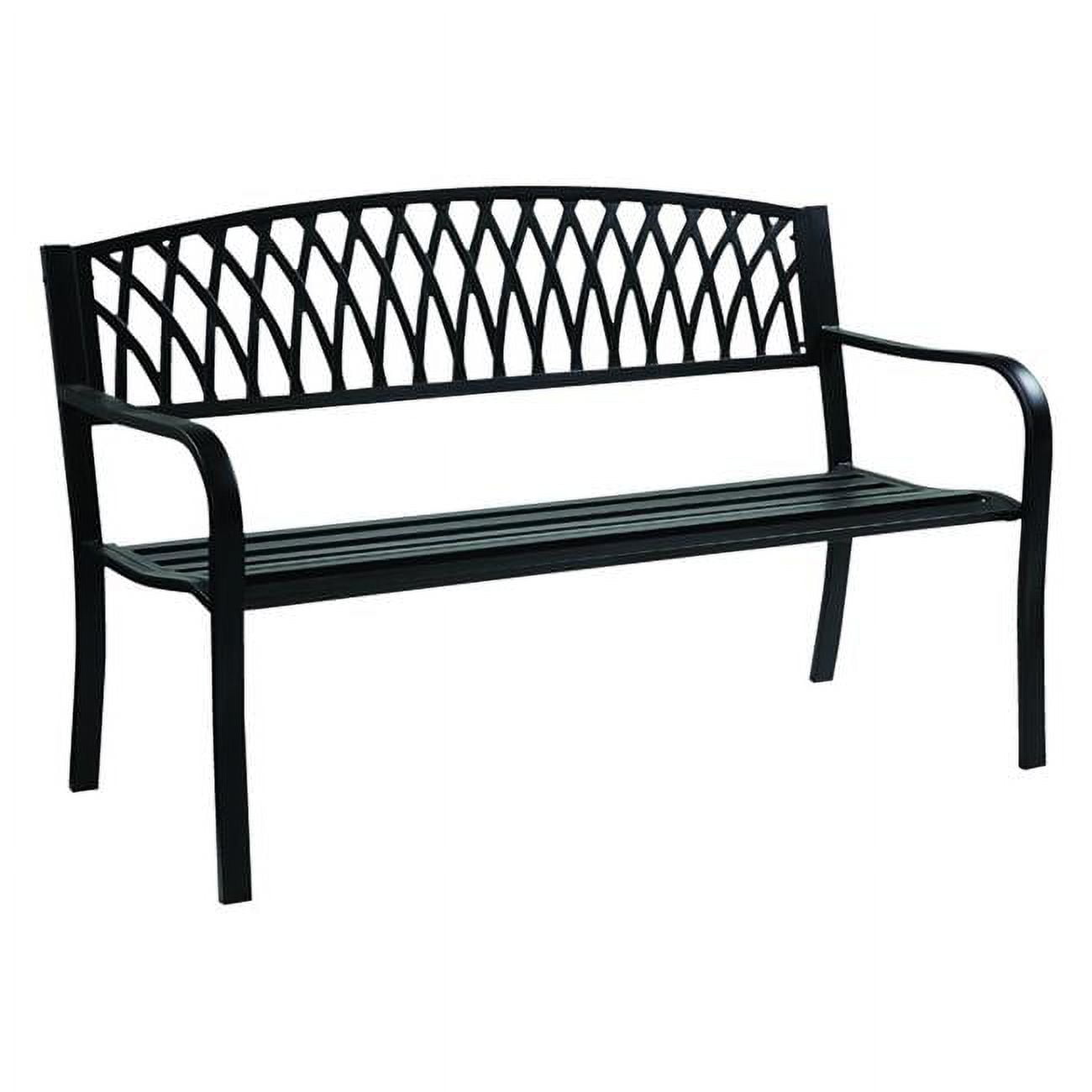 Living Accents Steel Grass Back Park Bench - 33.46 x 50 x 23.62 in ...