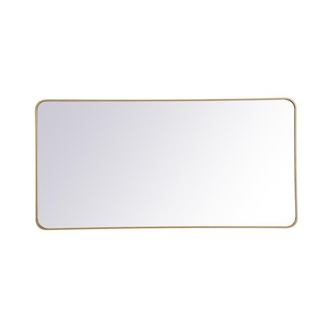 Living District 30 x 60 in. Soft Corner Metal Rectangular Mirror, Brass ...