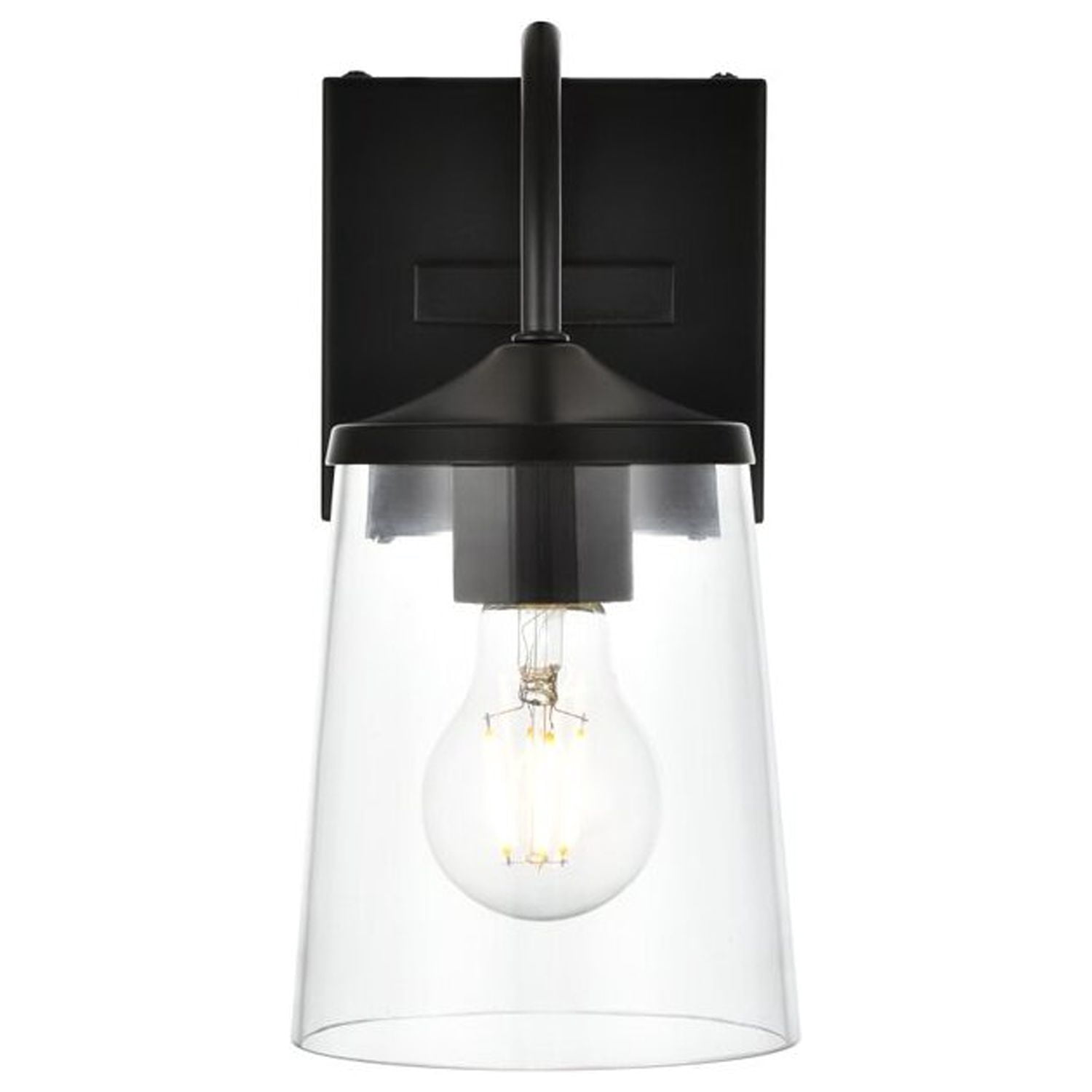 Living District Avani 1-Light Iron & Glass Bath Sconce in Black & Clear ...