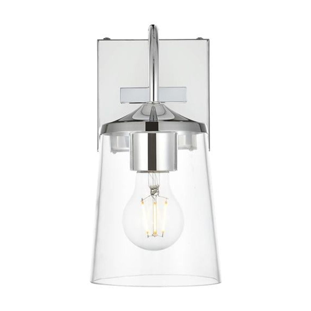 Living District Avani 1-Light Iron & Glass Bath Sconce in Chrome and ...
