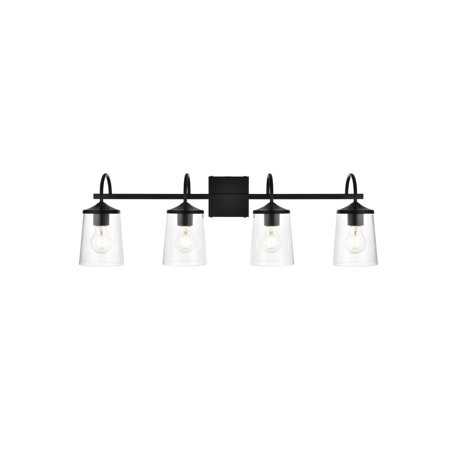 Living District Avani 4-Light Iron & Glass Bath Sconce in Black and ...