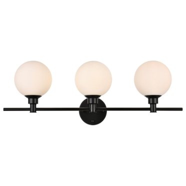 Hanson 3 lights bath sconce in black with brass with frosted shade ...