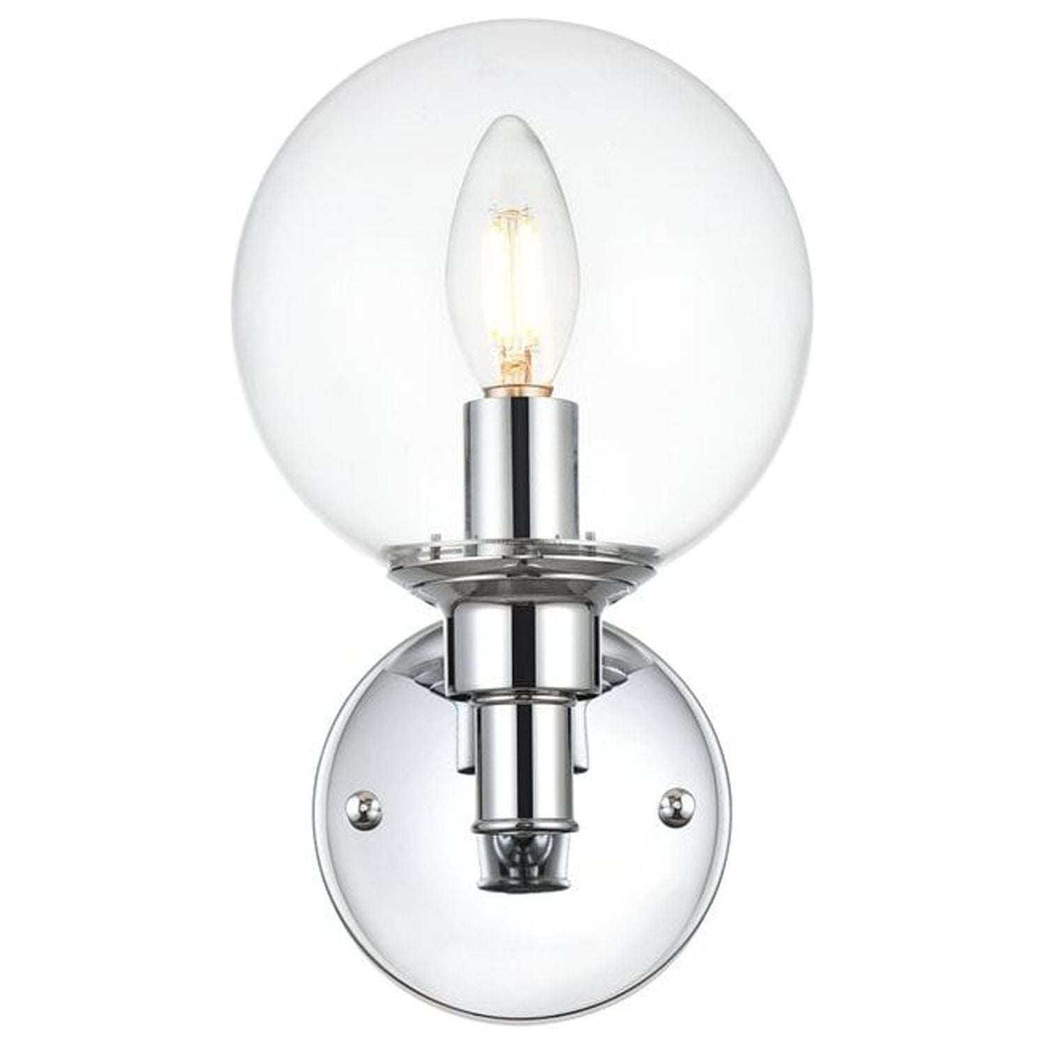Living District Jaelynn 1-Light Iron & Glass Bath Sconce in Chrome ...