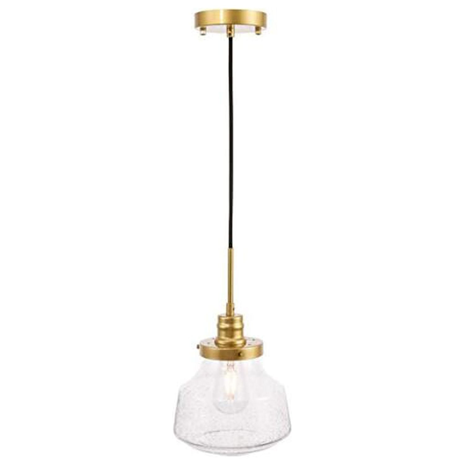 Lyle 1 light Brass and Clear seeded glass pendant - Walmart.com