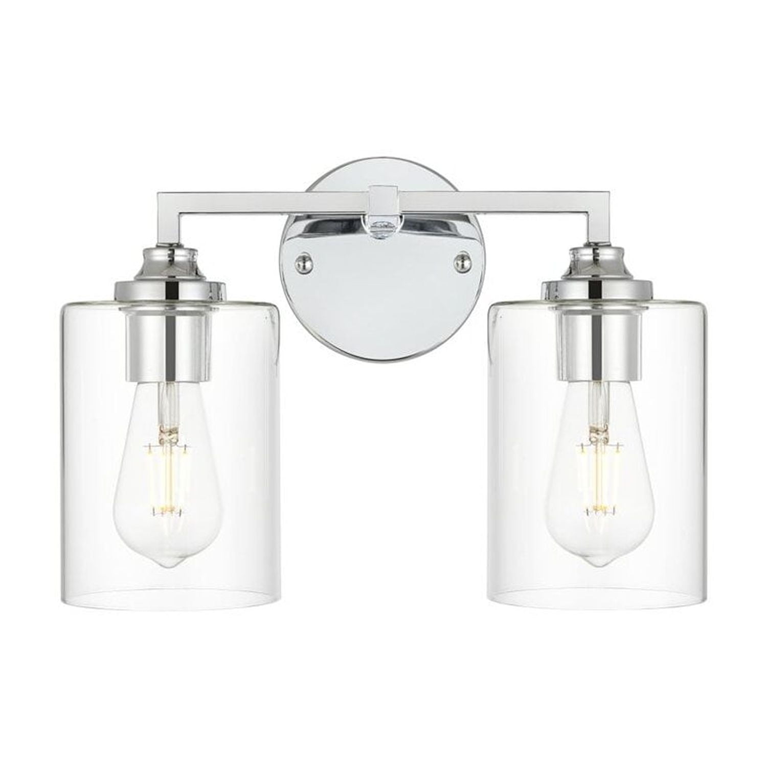 Living District Mayson 2-Light Iron & Glass Bath Sconce in Chrome/Clear ...