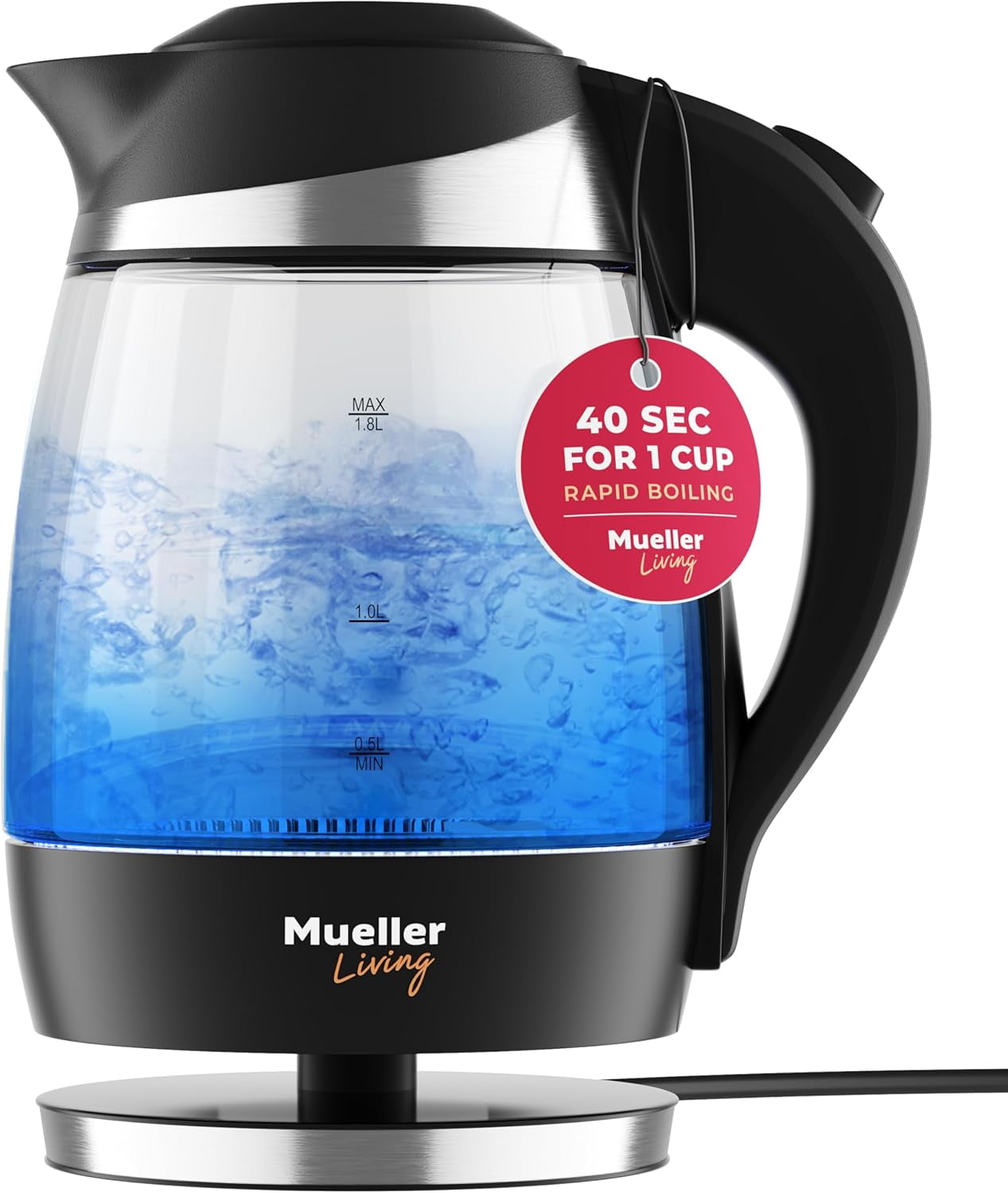 Living Electric Kettle, Electric Tea Kettle for Boiling Water, 1500W ...