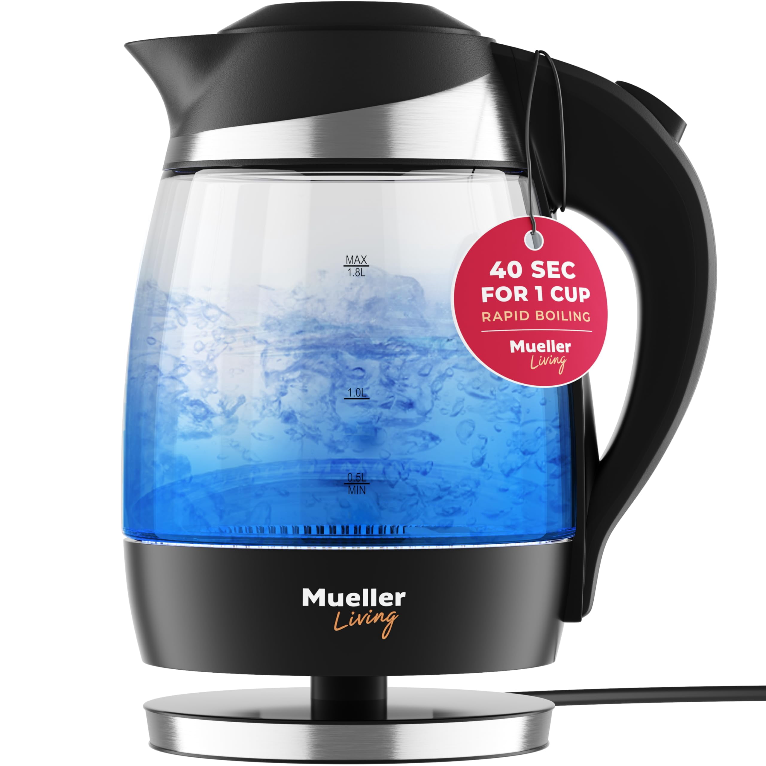 Living Electric Kettle, Electric Tea Kettle for Boiling Water, 1500W ...