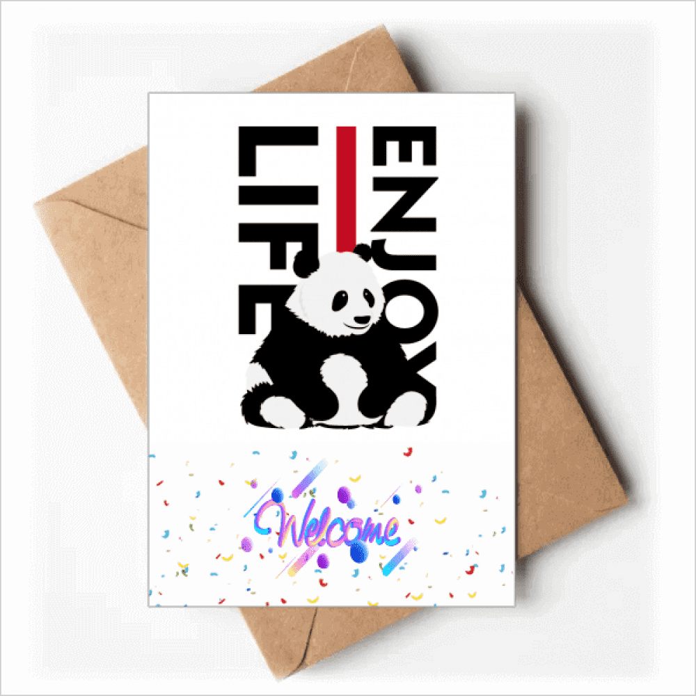 Living Enjoying Panda Animals Welcome Back Greeting Cards Envelopes ...