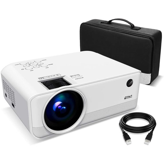 Living Enrichment Mini Projector, 1080P, 7000 Lumen, 200'' Display ...