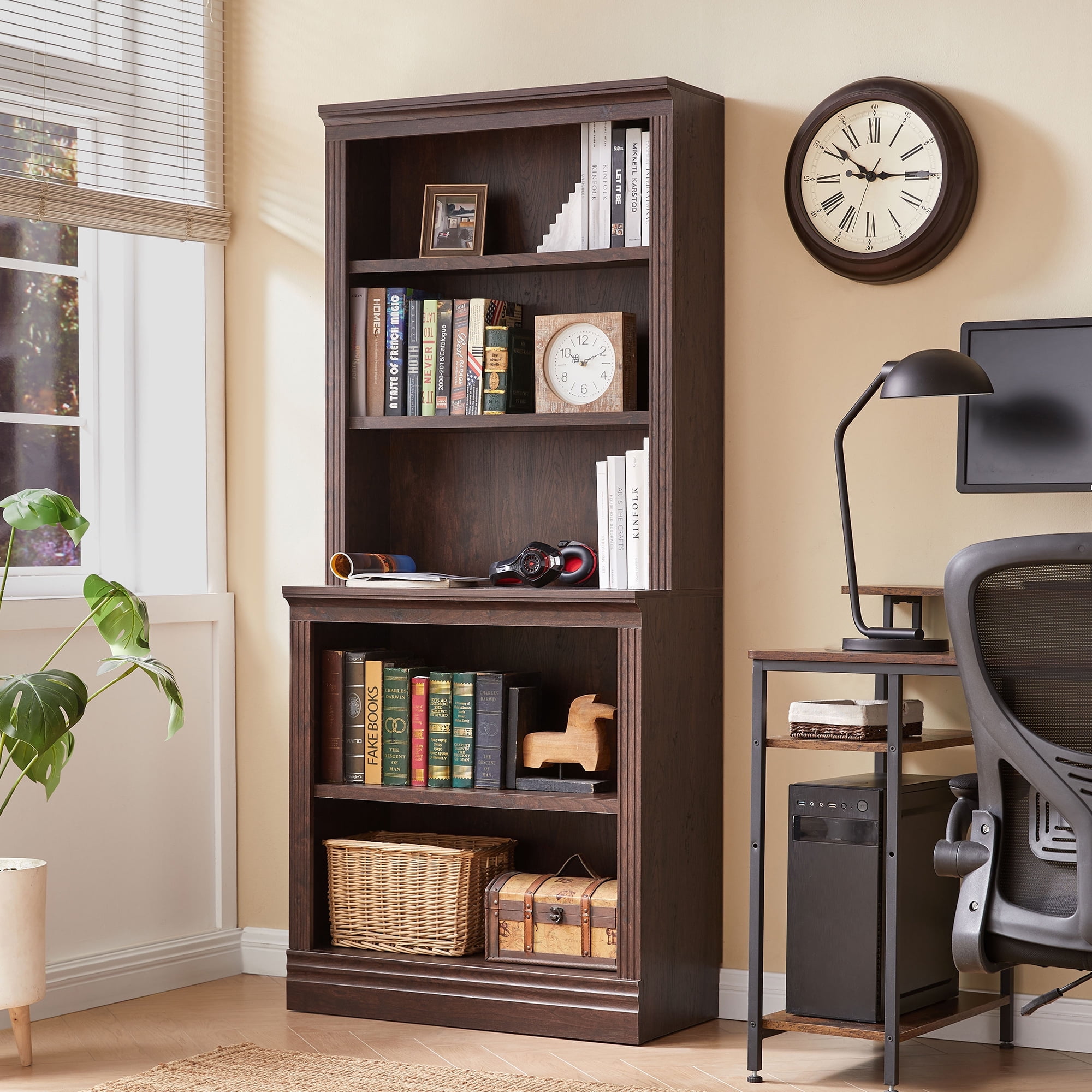 Living Essentials Corp. 72" Halston Multi-Depth 5-Tier Bookshelf ...