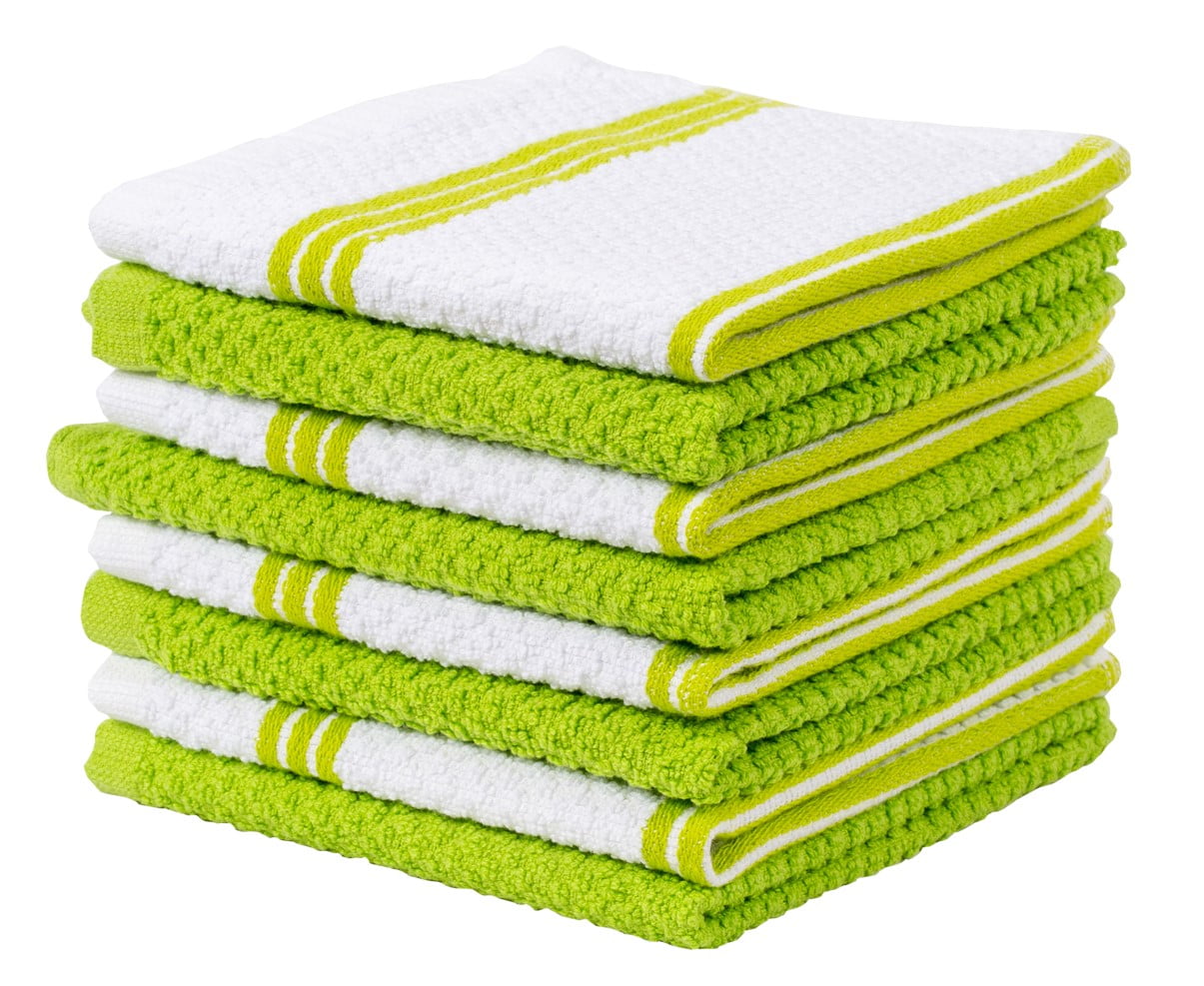 "Living Fashions Premium Terry Cotton 8 Pack Kitchen Dishcloth - 12"" x ...