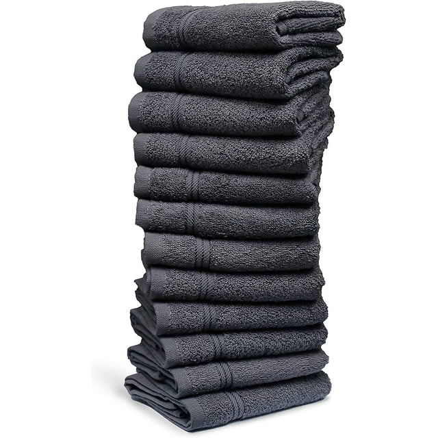 Living Fashions Large Bulk Multipack Grey Washcloths 12pc - Thick ...