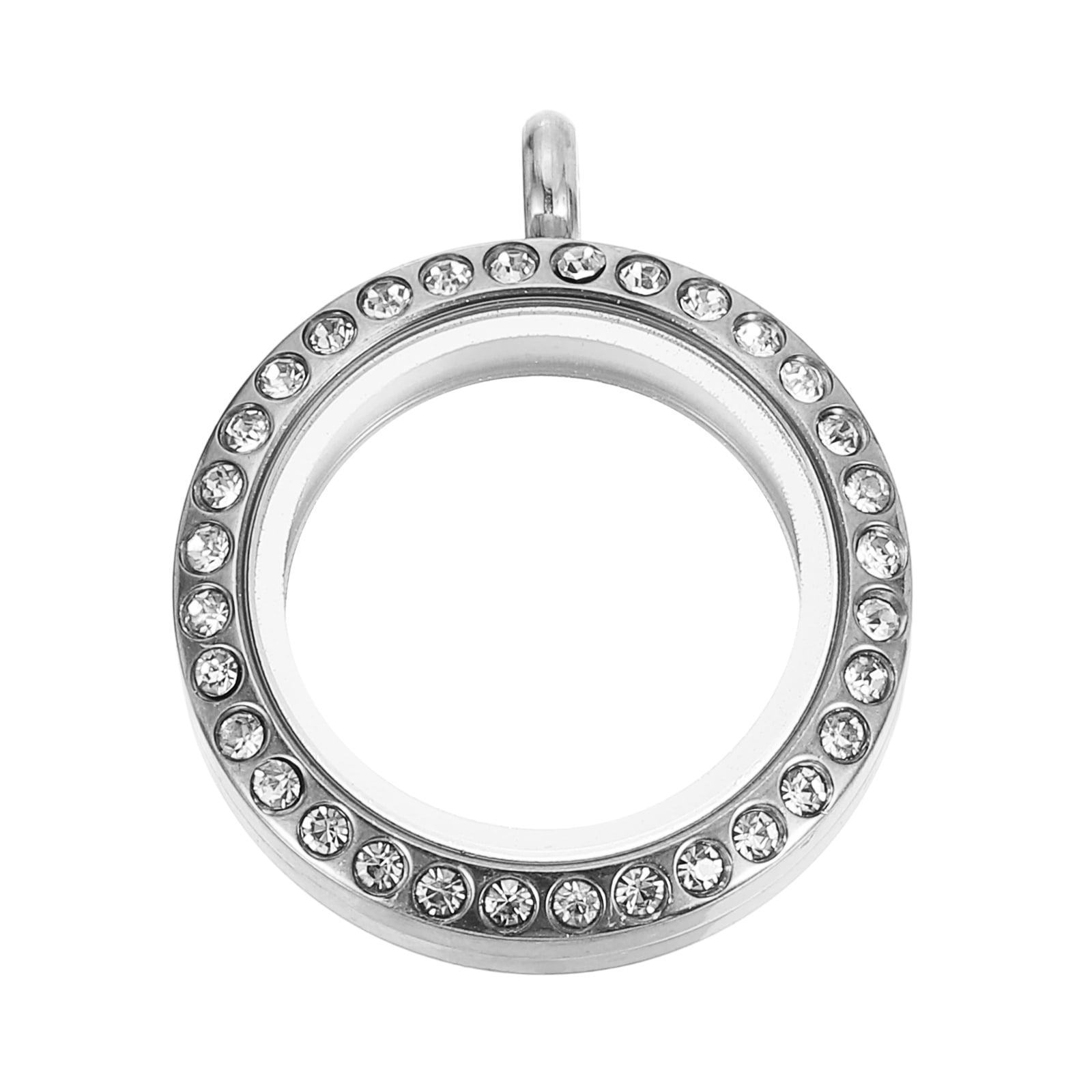 Living Floating Memory Locket, 17.5mm Stainless Steel Round Glass ...