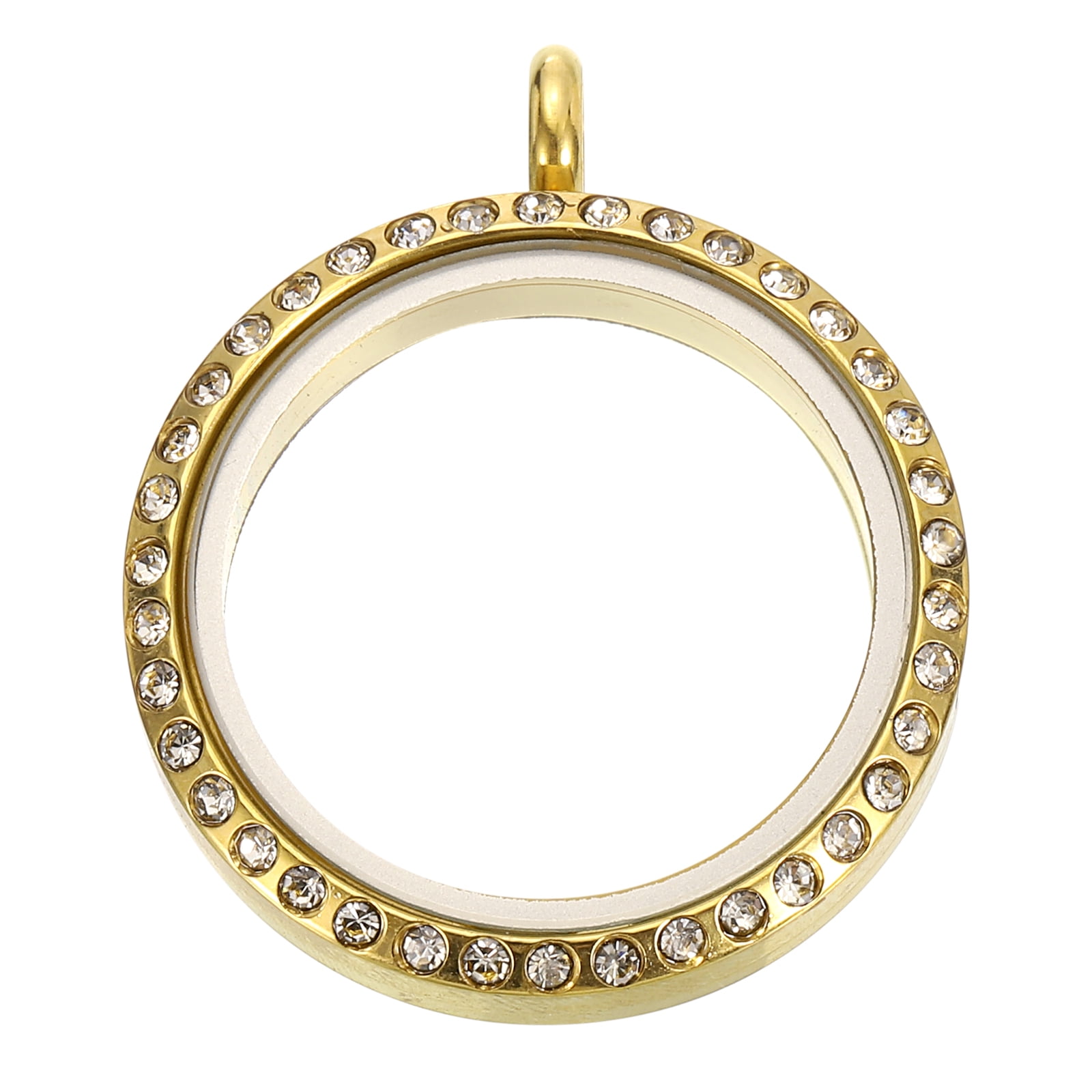 Living Floating Memory Locket, 22mm Stainless Steel Round Glass Locket ...