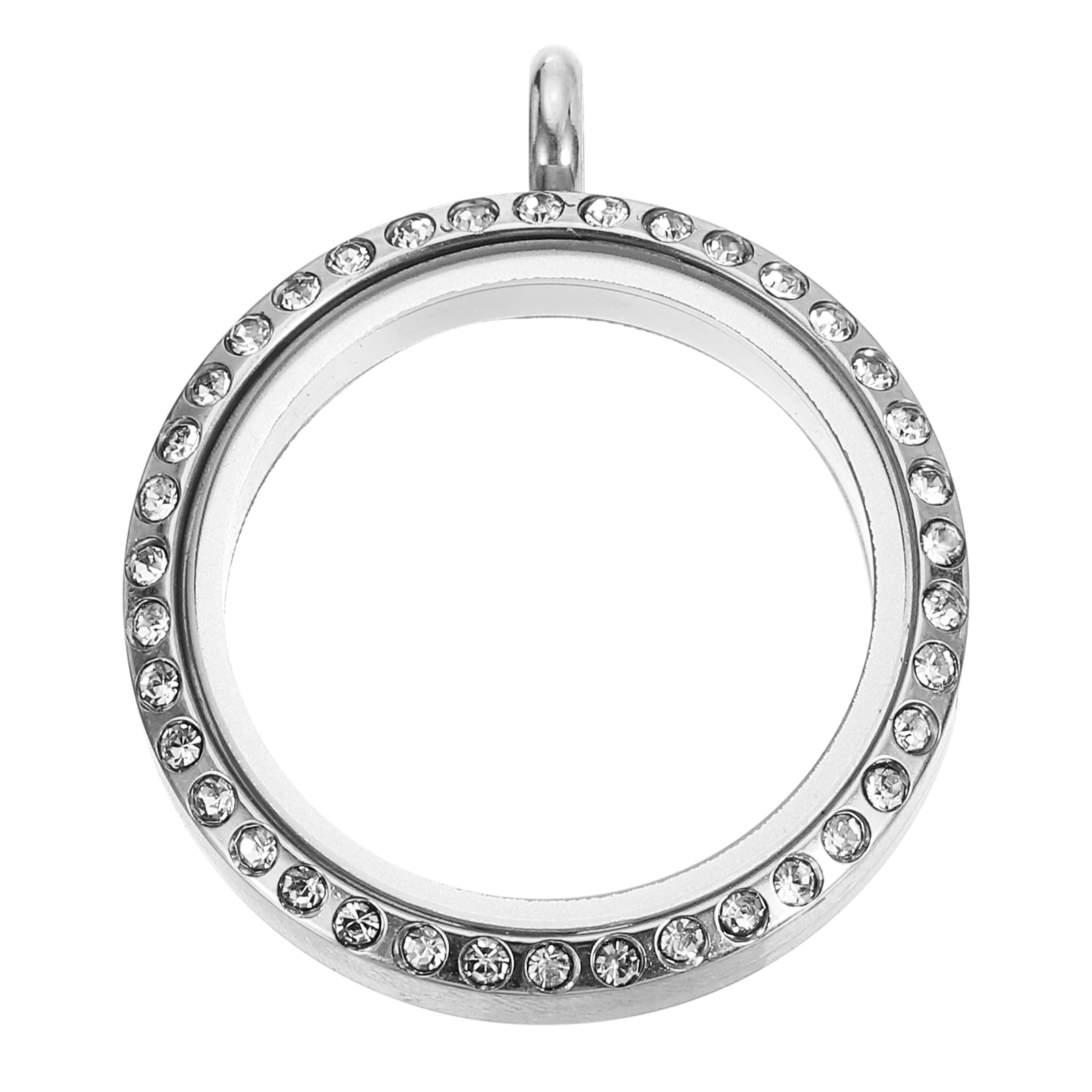 Living Floating Memory Locket, 22mm Stainless Steel Round Glass Locket ...