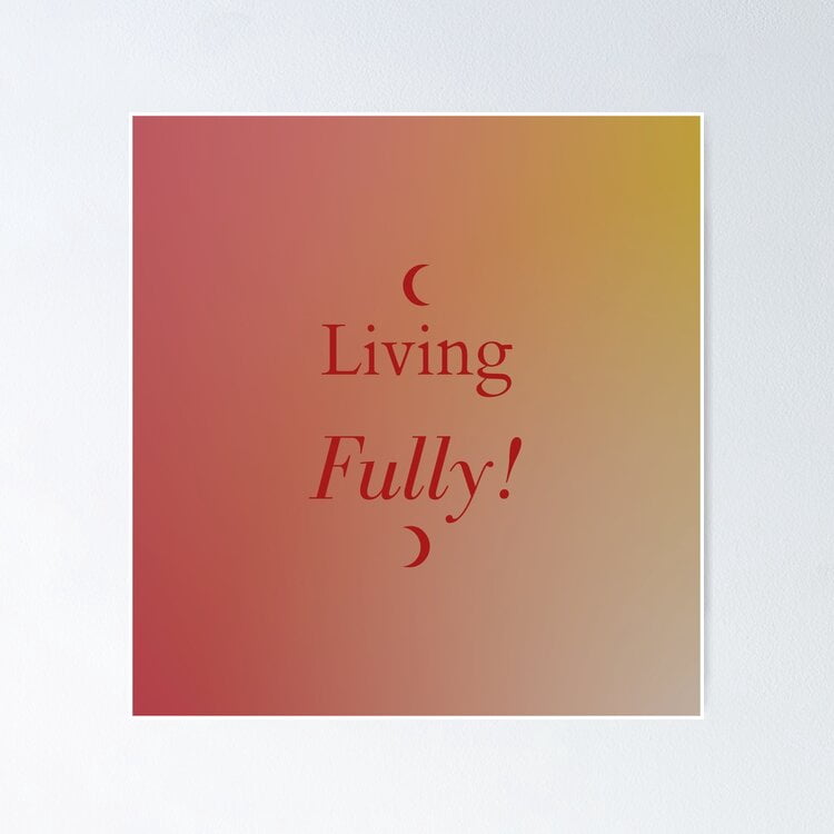 Living Fully/Gradient Yellow/Red Sky W/Red Crescent Moons Poster ...