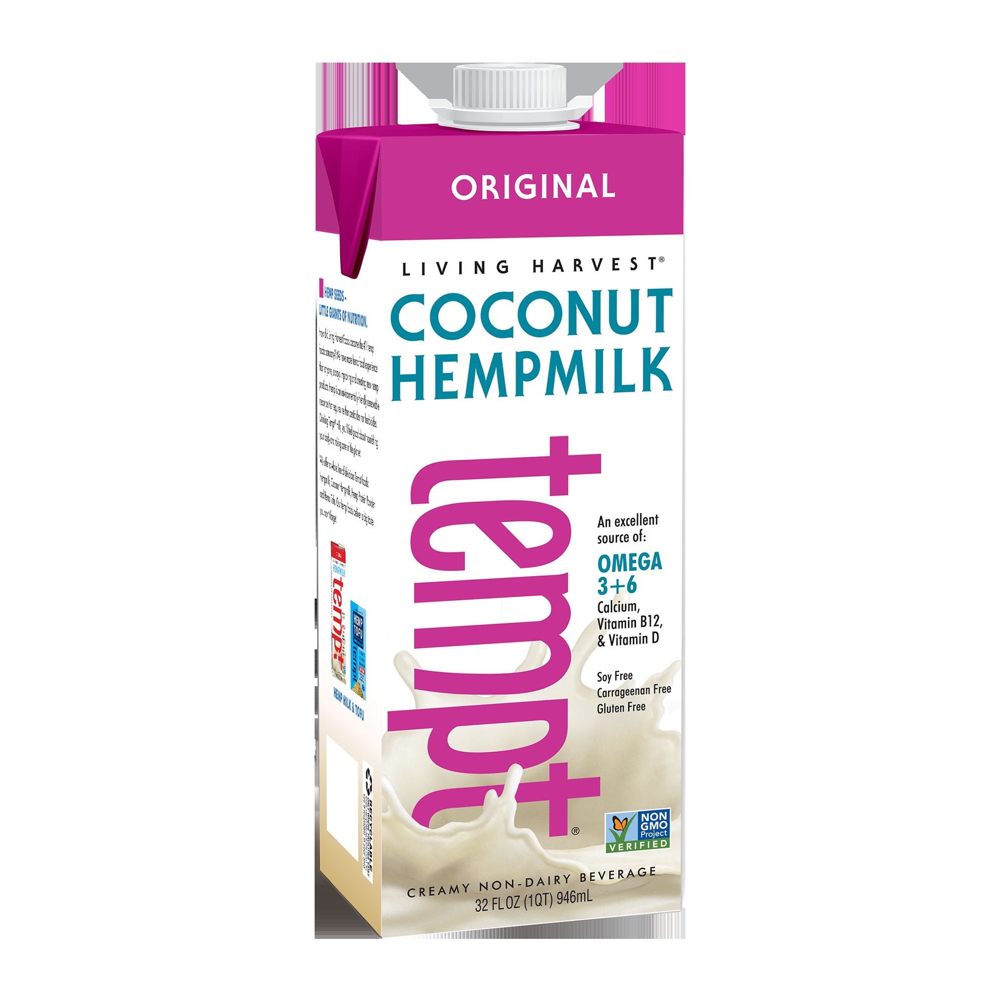 Living Harvest Tempt Coconut Hemp Milk Original, 32 Oz (Pack of 12 ...