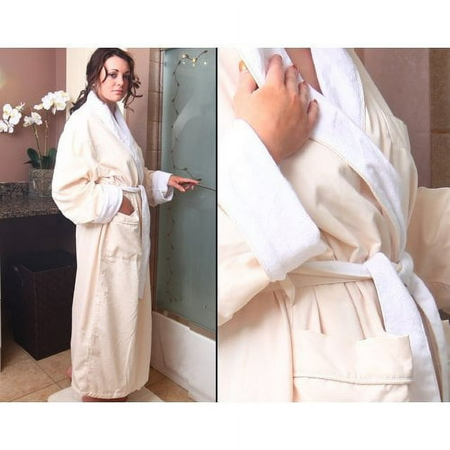 Living Health Products SPA-ROBE-001 Microfiber Spa Robe, Cream with ...