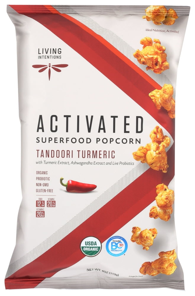 Living Intentions Activated Superfood Popcorn, Tandoori Turmeric, 4 Oz ...