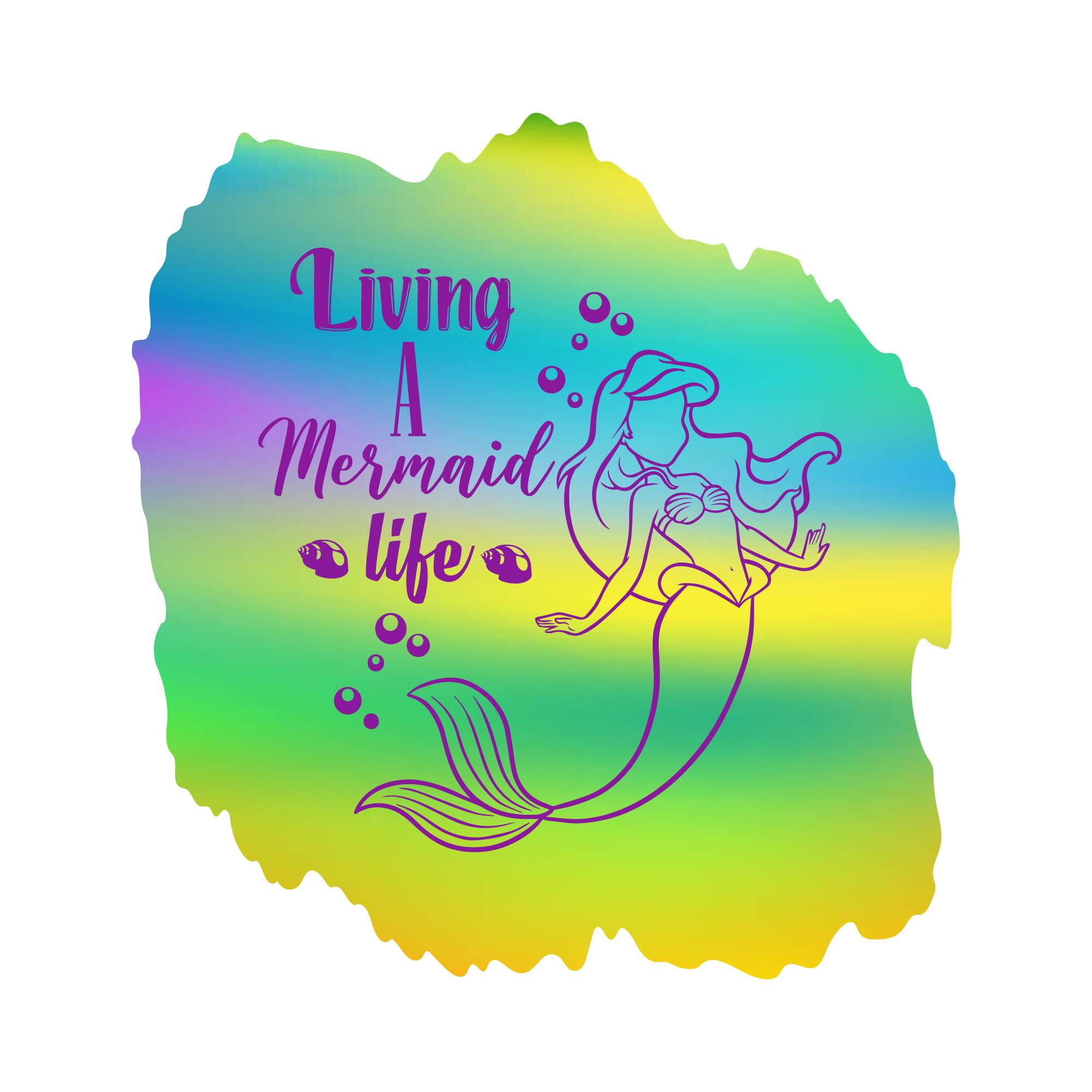 Living A Mermaid Life Cute Mermaid Silhouette Vinyl Wall Design Wall ...