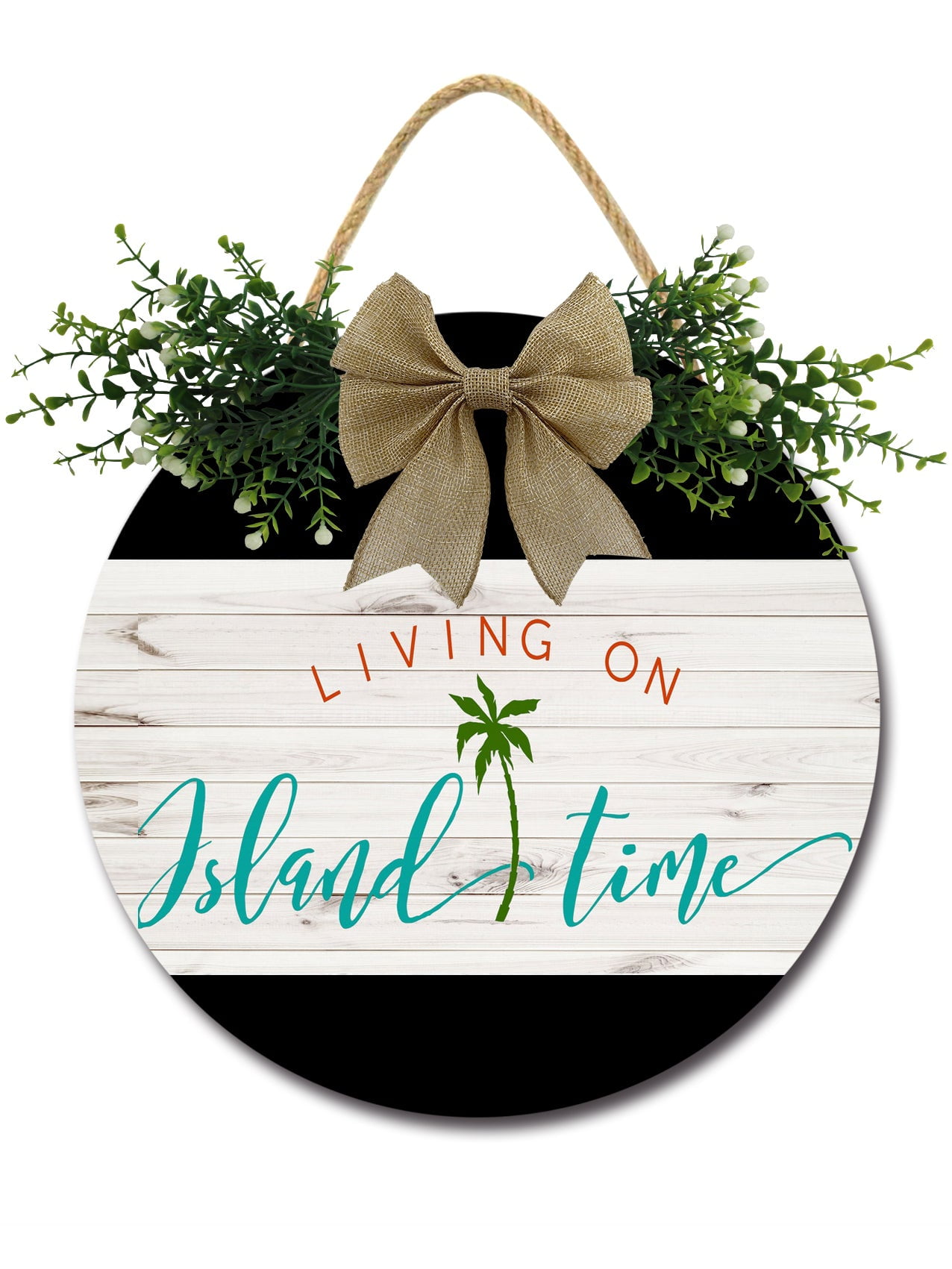 Living On Island Time Sign Front Door Porch Decorations, Round Rustic ...