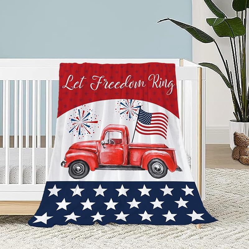 Living Patriotic Throw Blanket 4th of July Memorial Day Fourth of July ...