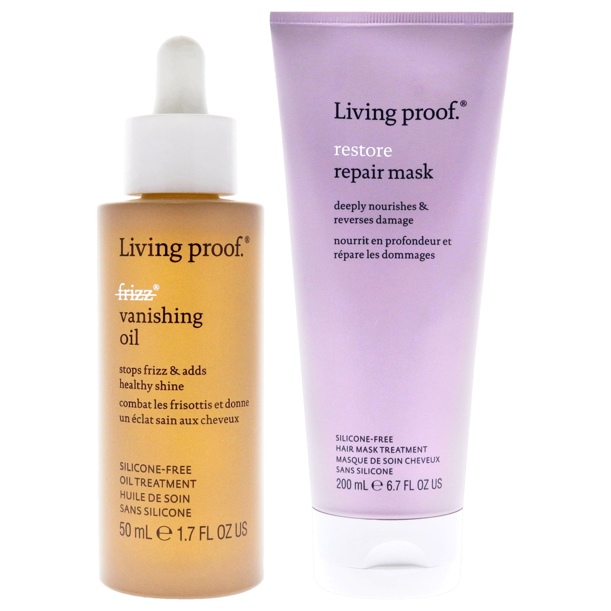Living Proof No Frizz Vanishing Oil and Restore Repair Mask 2 Pc Kit ...
