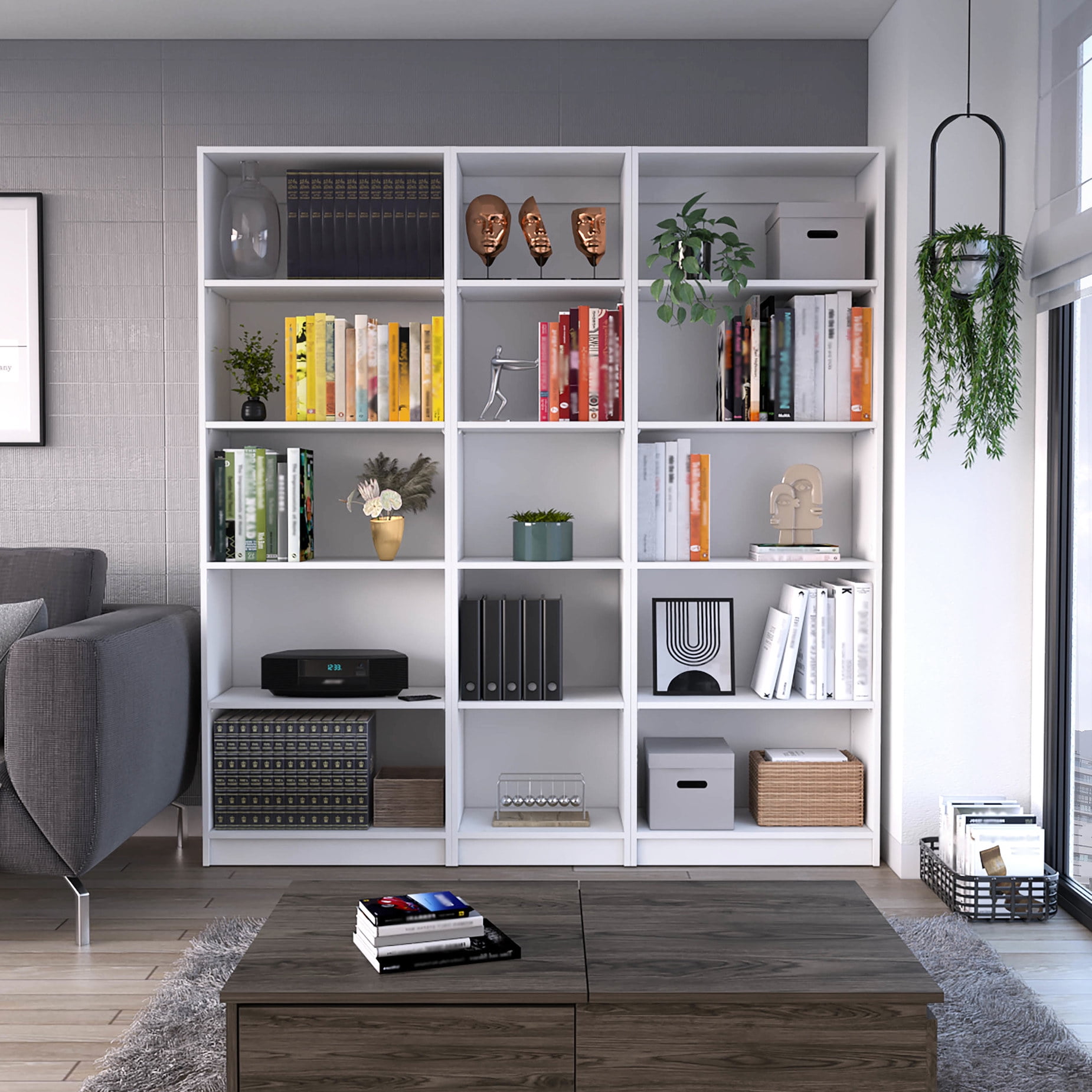 Living Room 3-Piece Bookcase Set | Display Various Items in Style ...