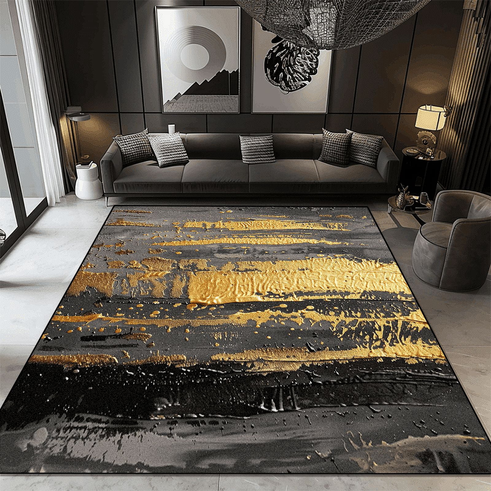 Living Room Abstract ration Carpet Light Luxury Dark Color Rugs Home ...