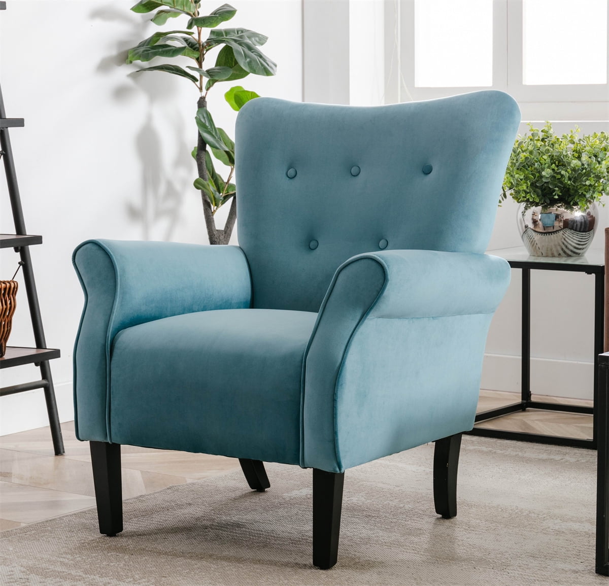 Living Room Accent Chair, Wingback Single Sofa Lounge Chair with Button ...