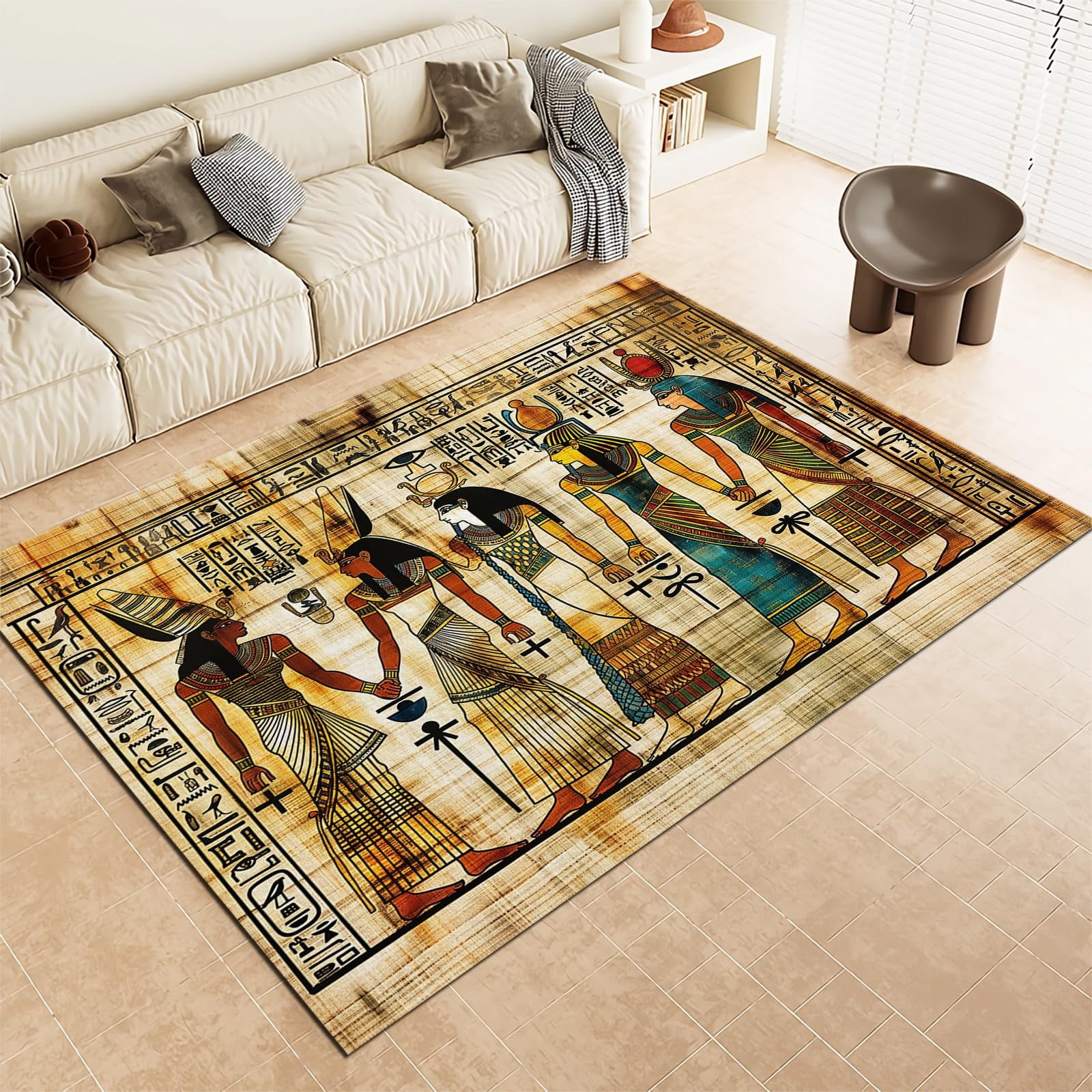 Living Room Area Rugs, Ancient Egyptian Art Text Rugs For Bedroom ...