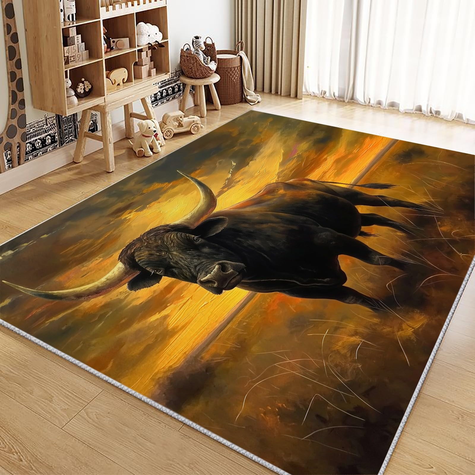 Living Room Area Rugs, Animal Print Cow Printed Carpet, Highland Cow ...