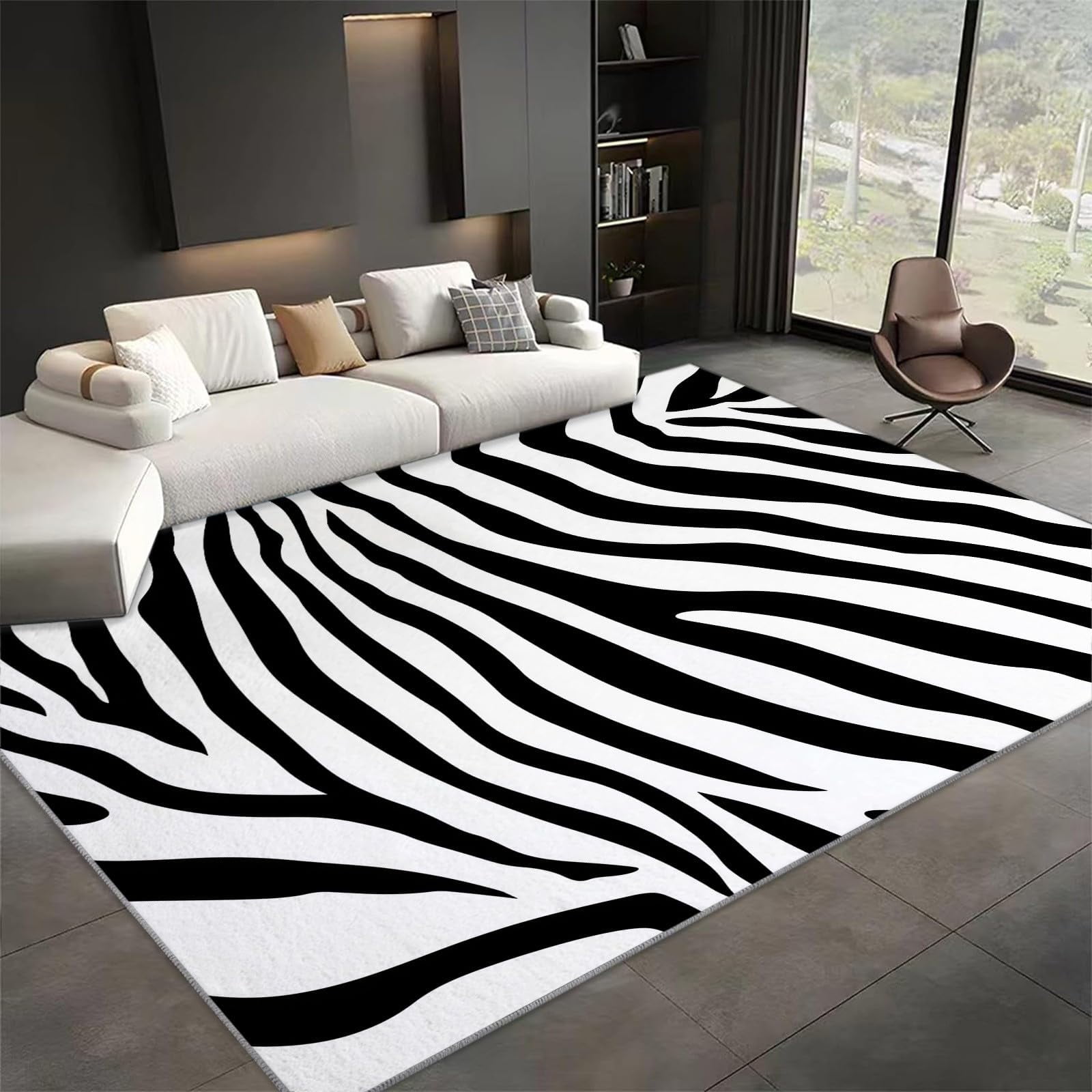 Living Room Area Rugs, Animal Print Zebra Texture Printed Design Carpet ...