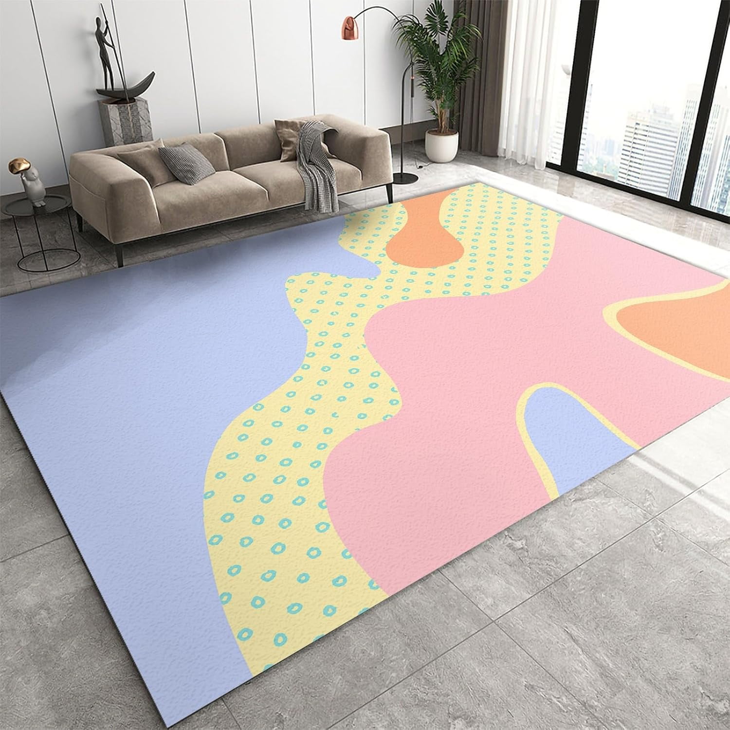 Living Room Area Rugs Painting Irregular Geometry Design Rectangular ...