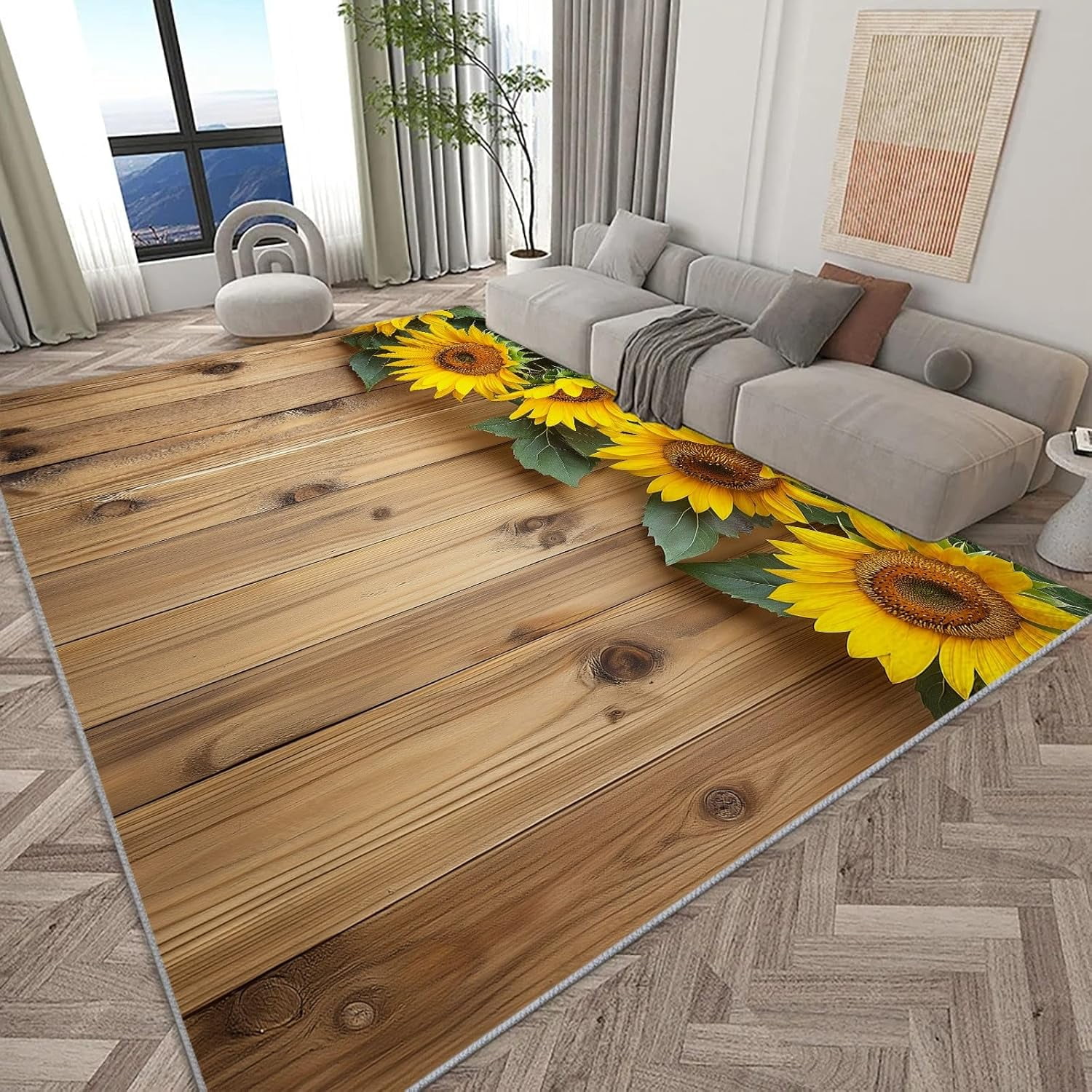 Living Room Area Rugs Sunflower Wood Grain Rugs For Bedroom, Wood ...