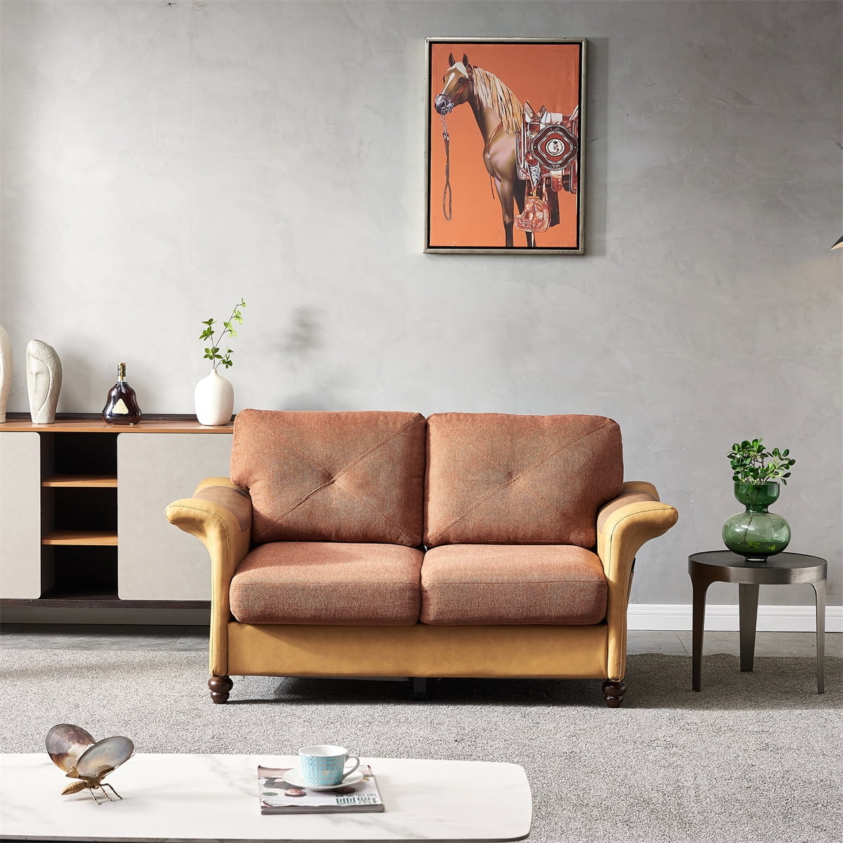 Living Room Arm Sofa, Modern Loveseat Couch with Plus Saddle Shape ...