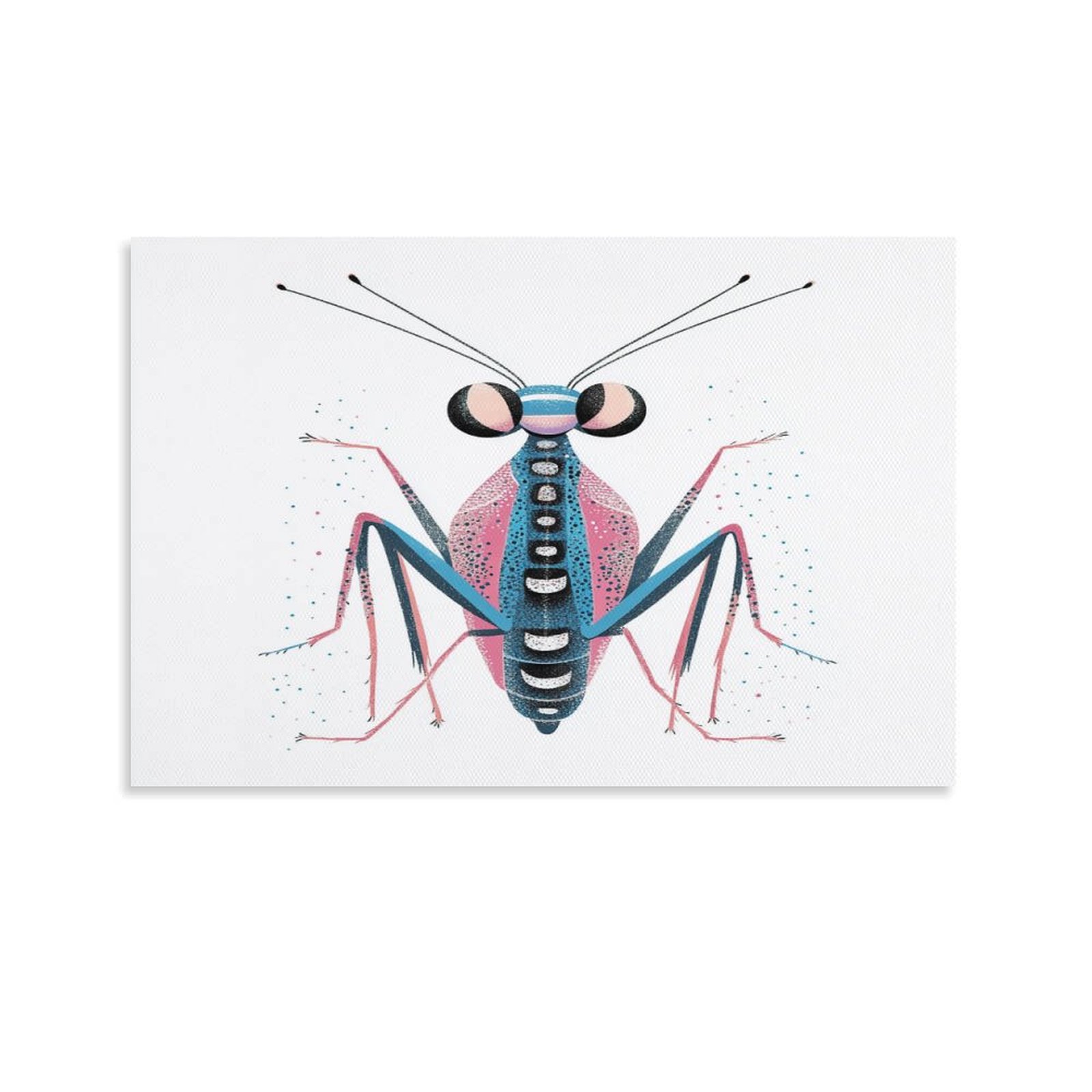 Living Room Art Illustration Mantis Canvas Prints Wall Art Cute Praying ...