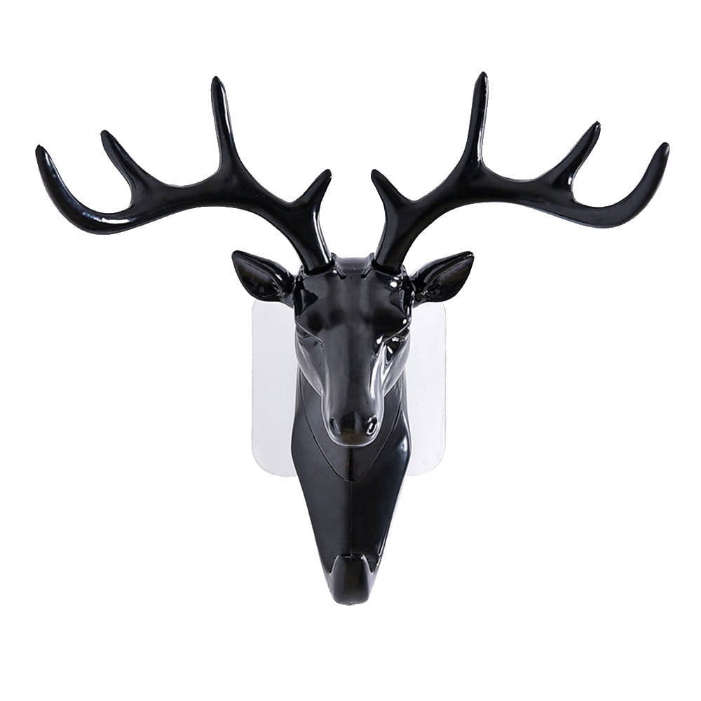 Living Room Bedroom Coat Hook Seamless Deer Head Hook Black JWDX, 1 Pc ...