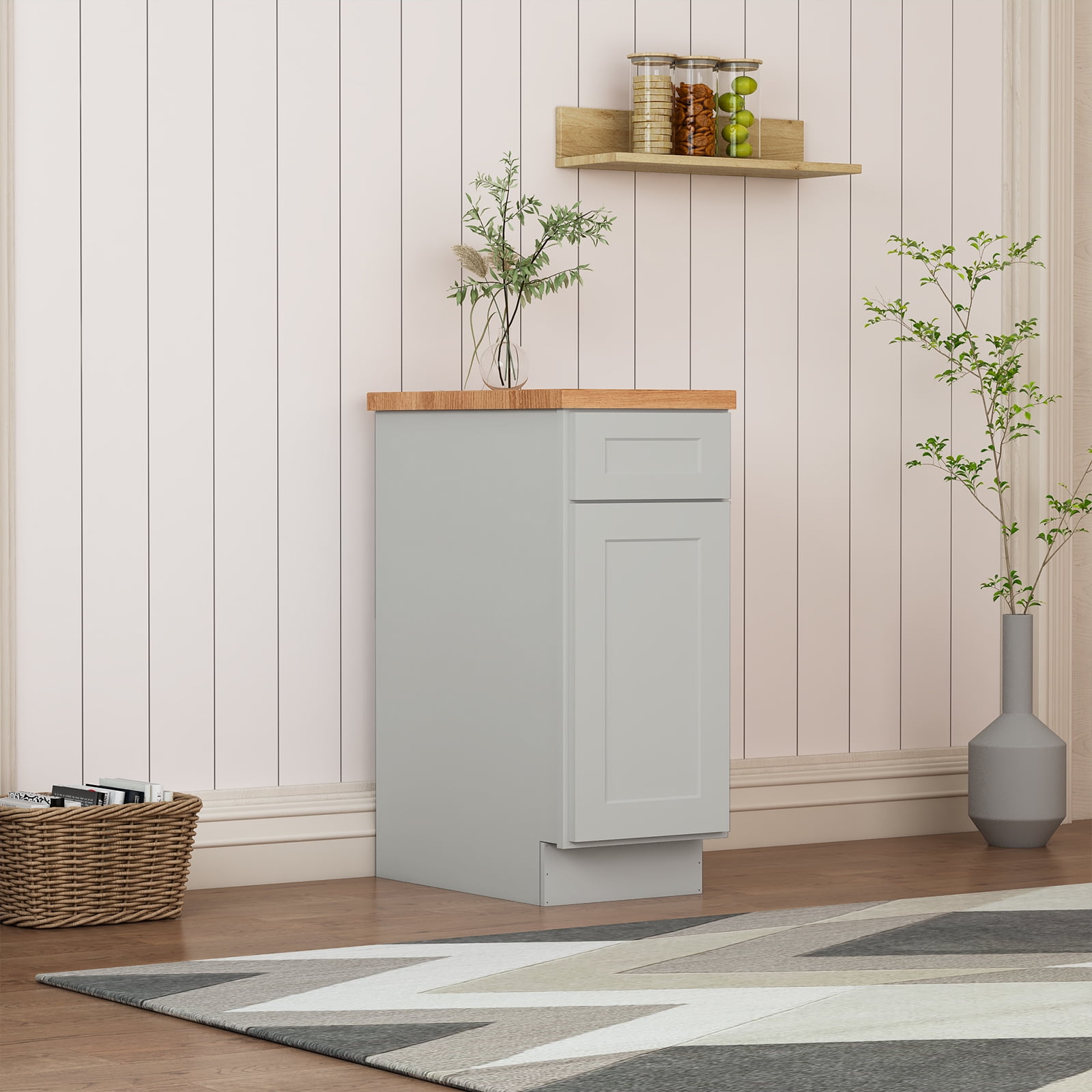 Living Room Cabinets 15"in W x 24"in D x 34.5"in H in Shaker Dove ...