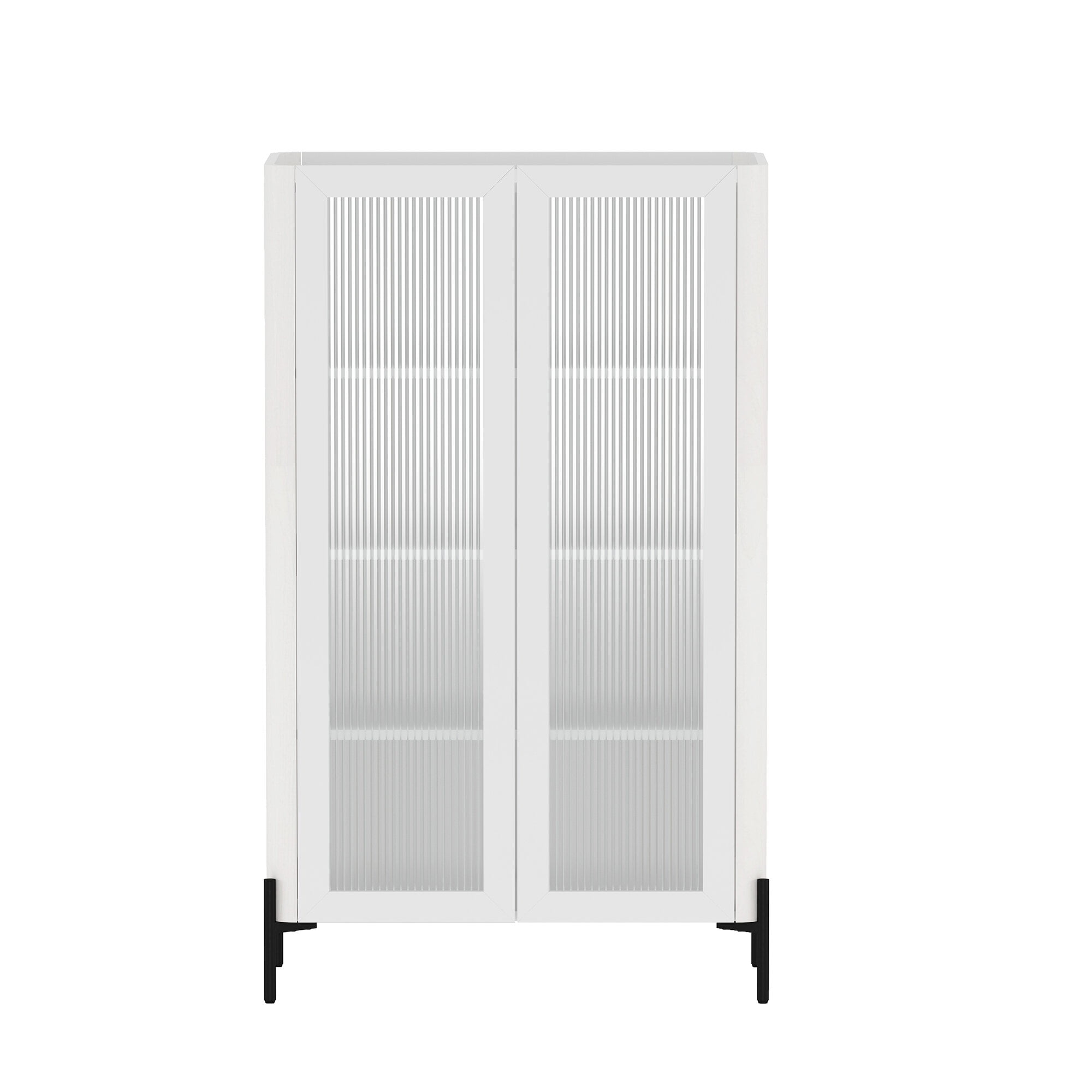 Living Room Cabinets Abbey 32" Tempered Glass Bookcase Cabinet in White ...